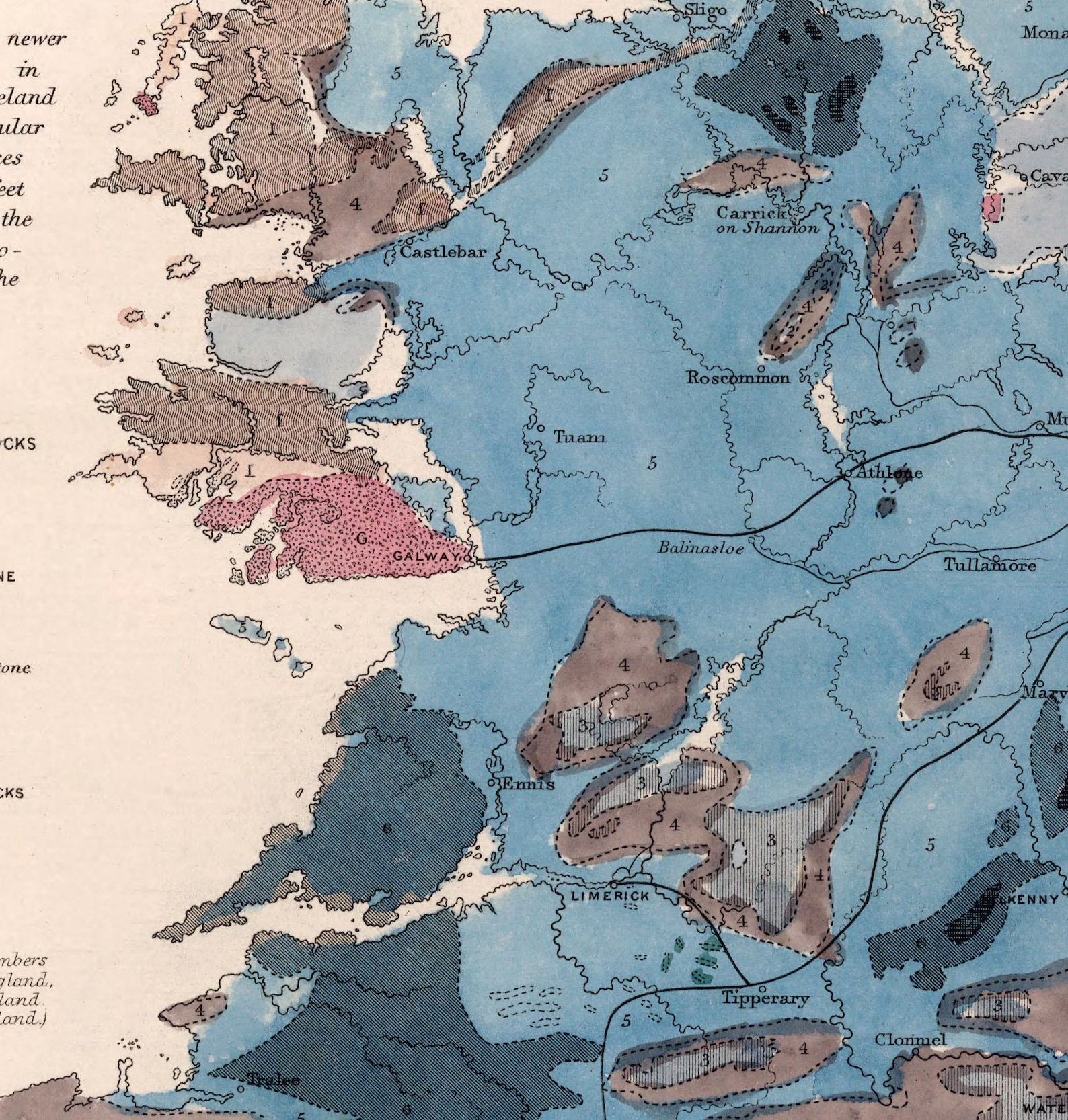 1850 Ireland Map Vintage Geological Map of Ireland Ireland Poster Map ...