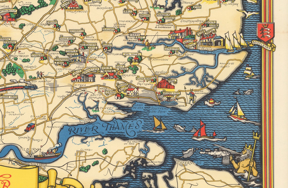 1950s London Map Art Print: Vintage Pictorial Map Reproduction - Etsy
