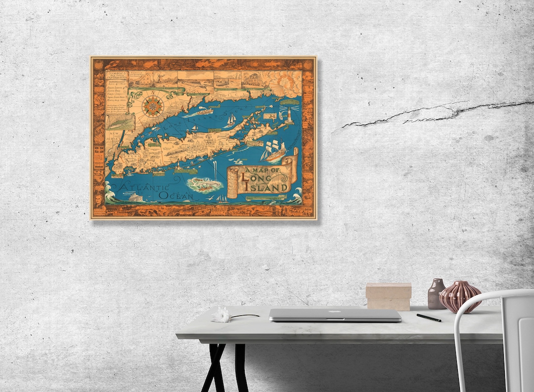 1933 Long Island Map - Vintage Long Island Poster - New York Poster ...
