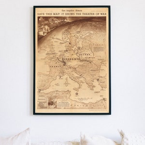 1939 World War 2 Map - Vintage Los Angeles Times Print - Europe War Map ...