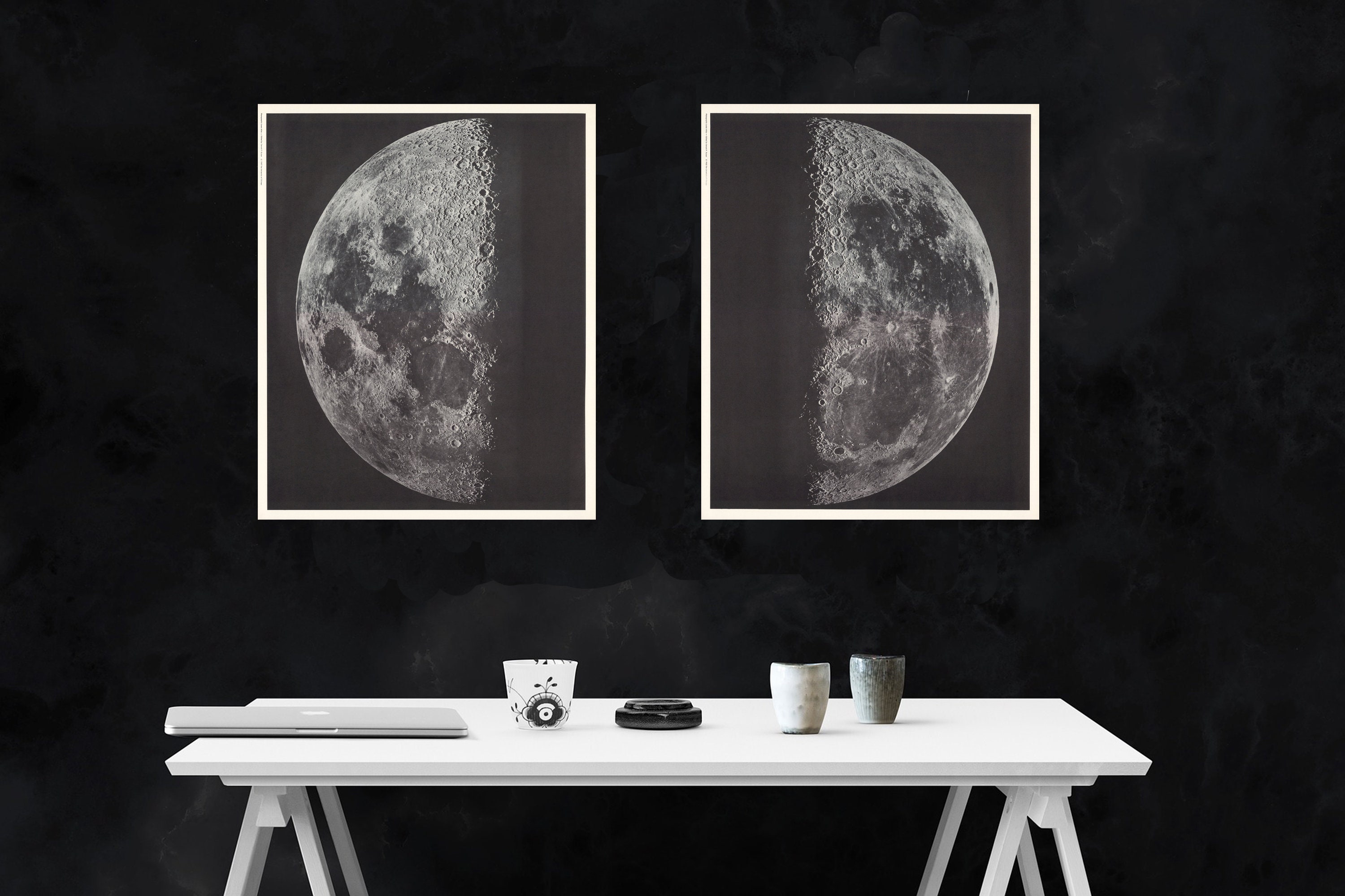 Vintage Moon Print Set of 2 1960 Photography of the Moon - Etsy