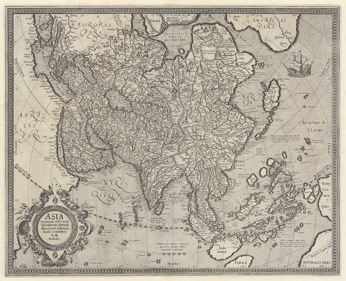 1607 Vintage Asia Map Old Map Print Wall Decor Map Art - Etsy