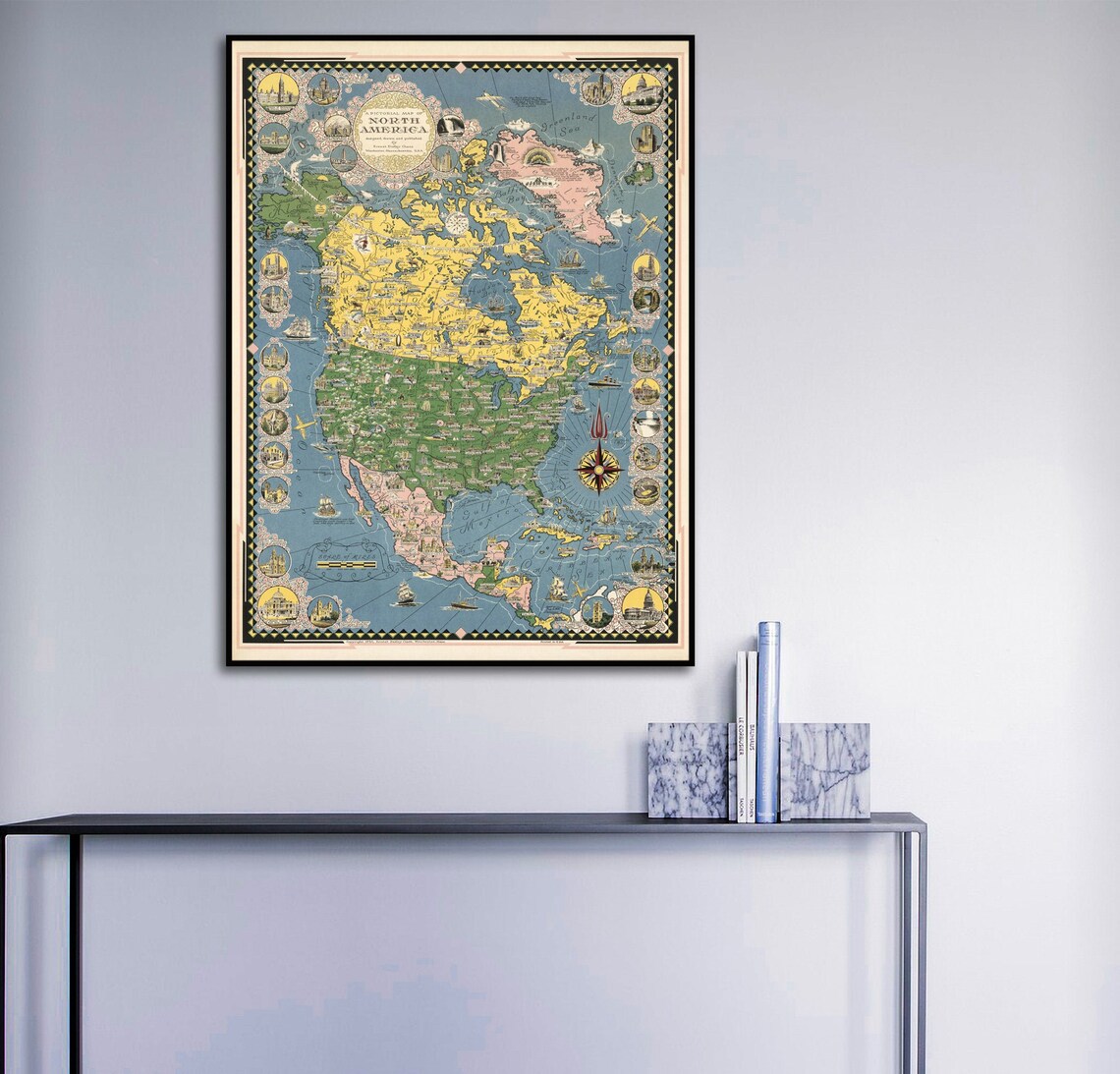 1945 North America Map Vintage USA Map Print North America | Etsy