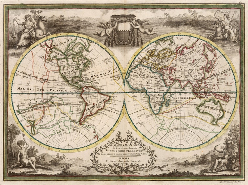 1788 Vintage World Map Old Map Print Wall Decor Map Art - Etsy