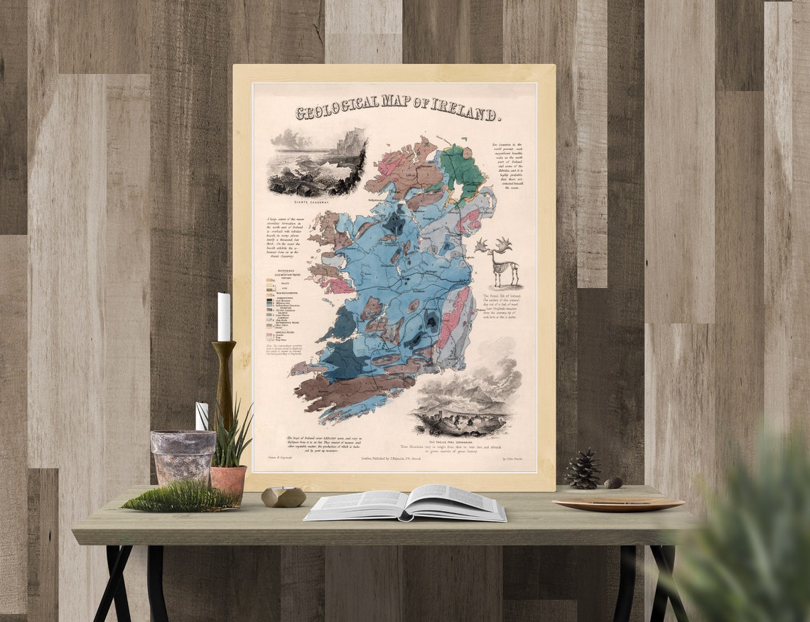 1850 Ireland Map Vintage Geological Map of Ireland Ireland - Etsy