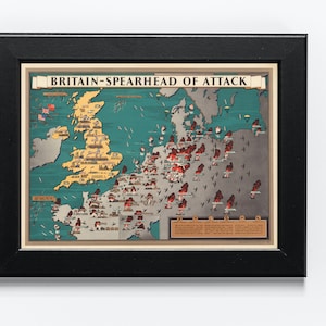 1944 Great Britain WW2 Map - World War II Pictorial Map - England War ...