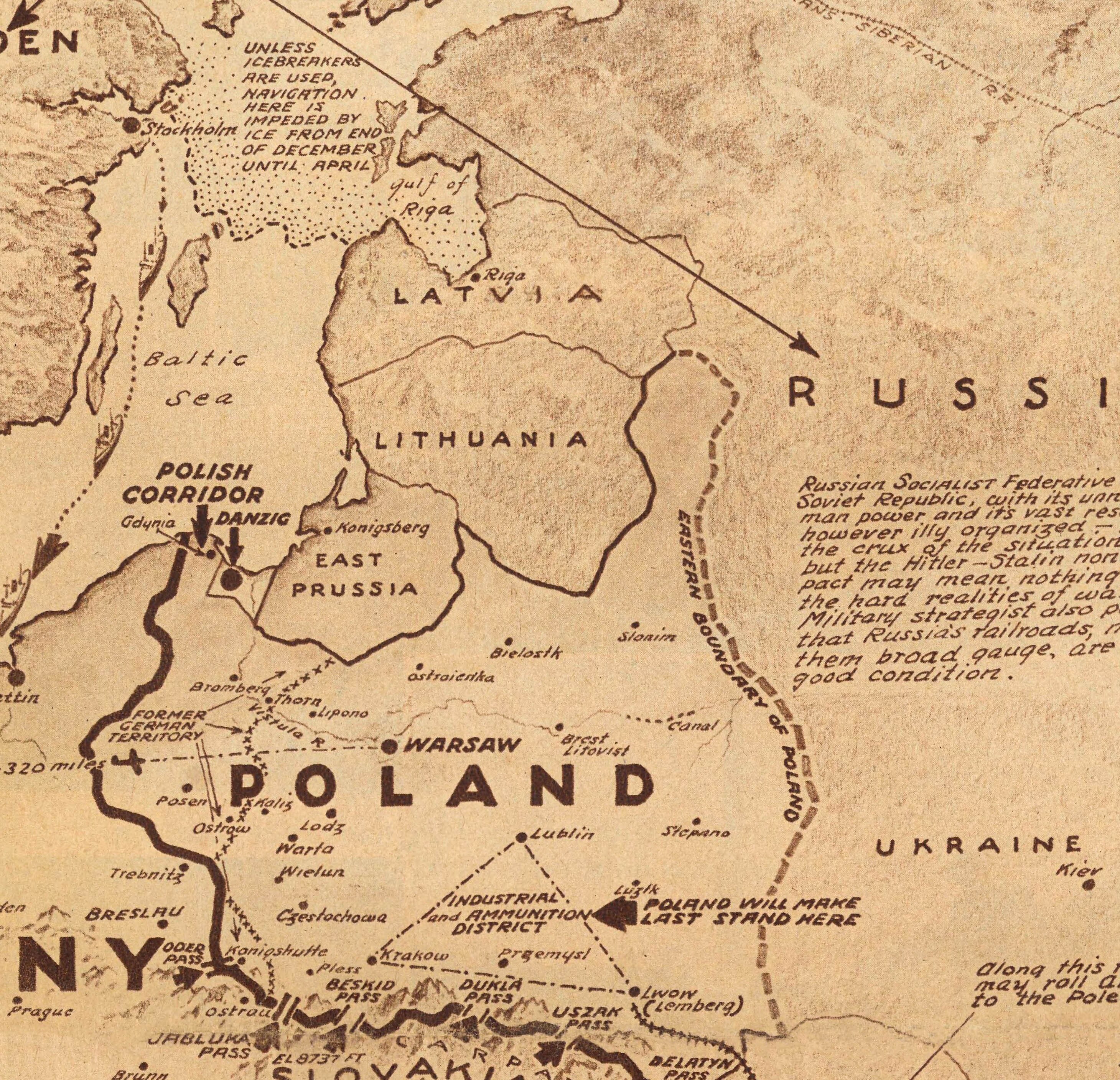 1939 World War 2 Map Vintage Los Angeles Times Print Europe War Map ...