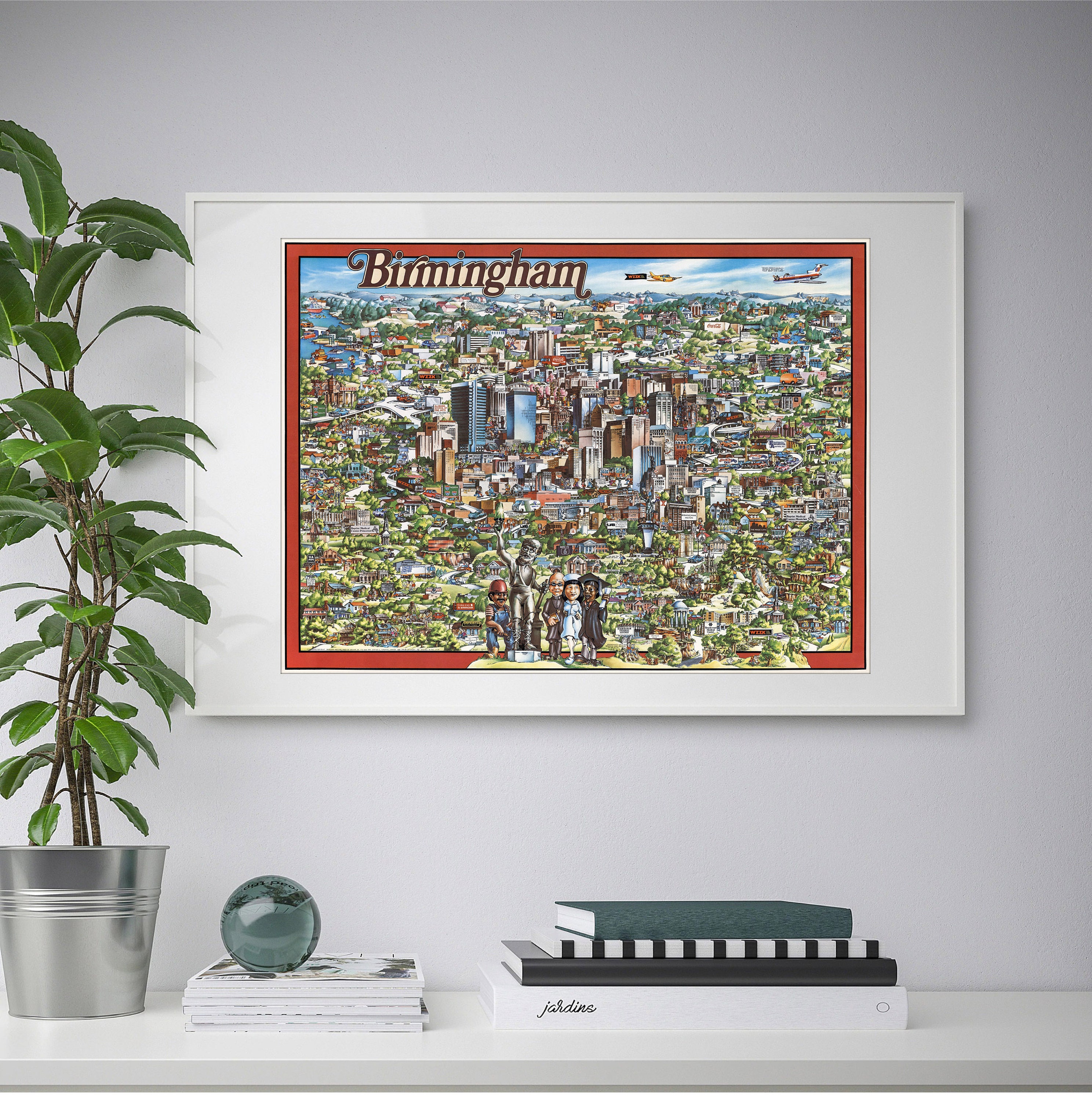 1981 Birmingham Alabama Map Vintage Birmingham Poster Art Alabama ...