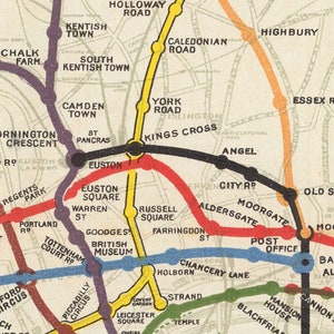 1908 London Underground Railways Map - Vintage London Railways Map ...