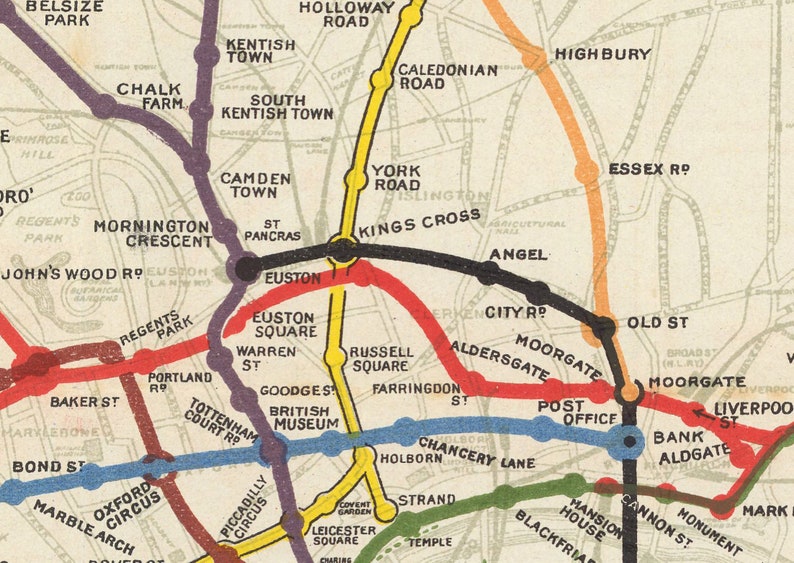 1908 London Underground Railways Map Vintage London Railways - Etsy UK