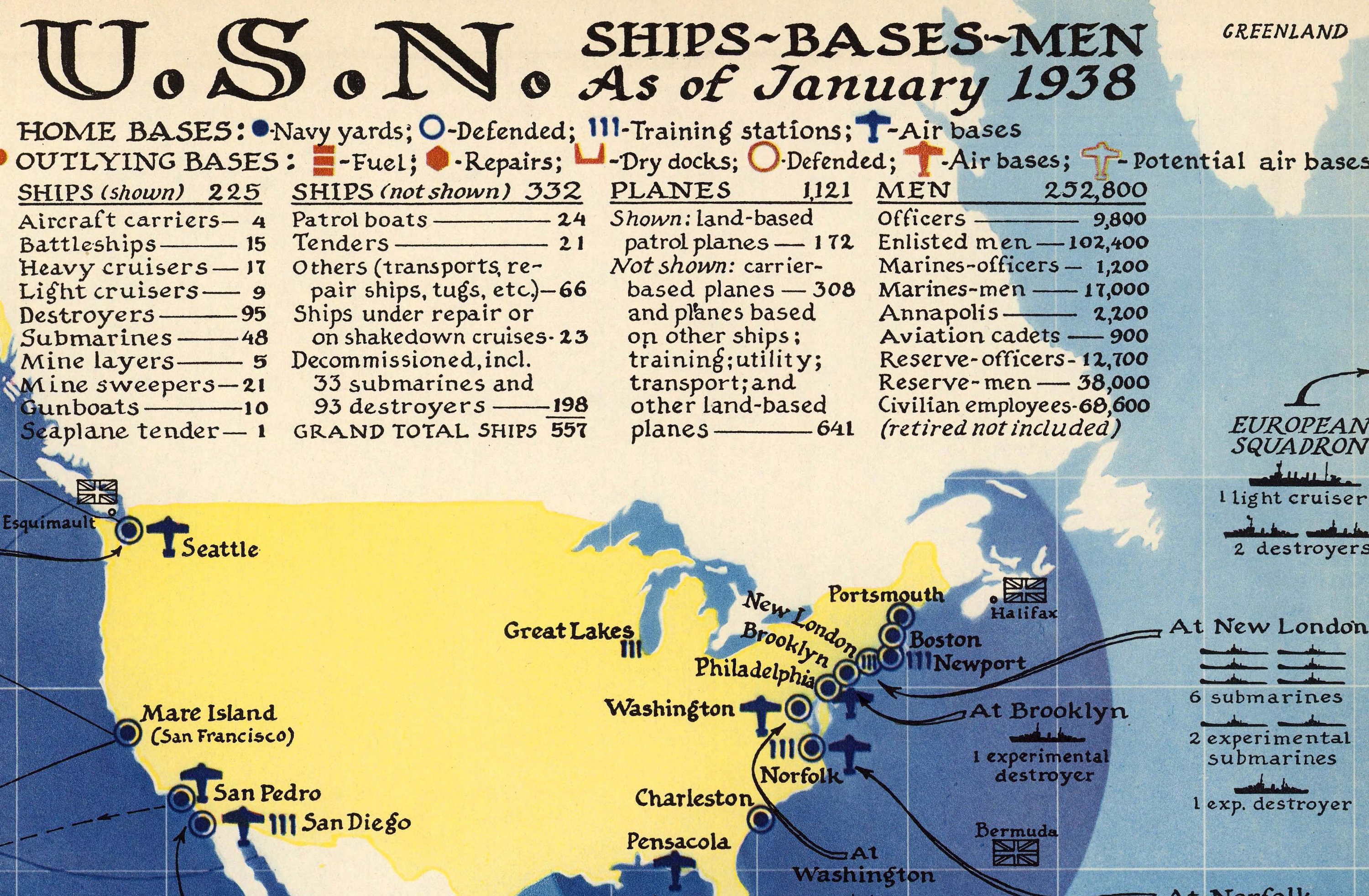 1938 World War 2 Map U.S. Navy Ships Map World War II Poster WW2 Map ...