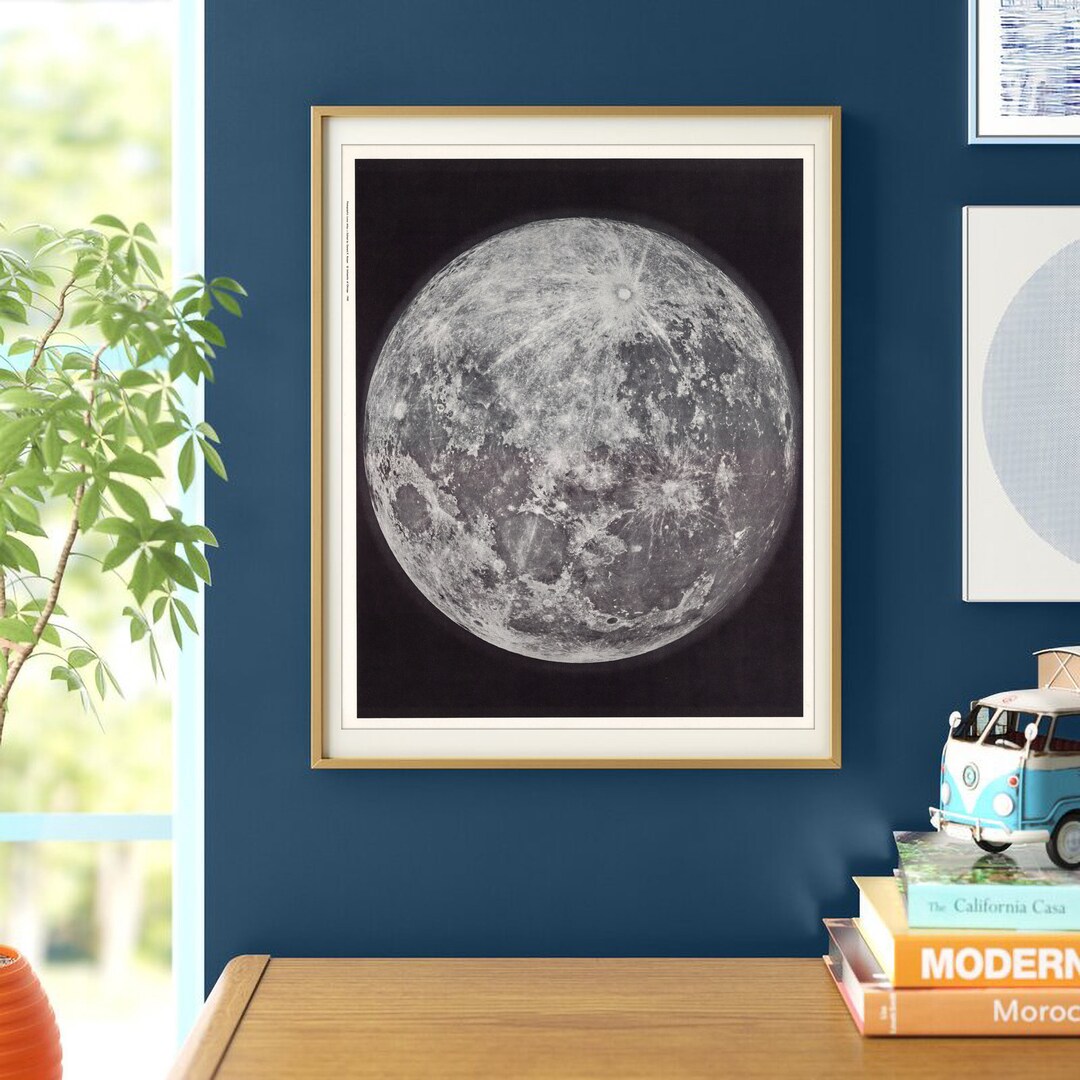1960 Photograph of the Moon - Vintage Moon Print - Moon Poster - Full ...
