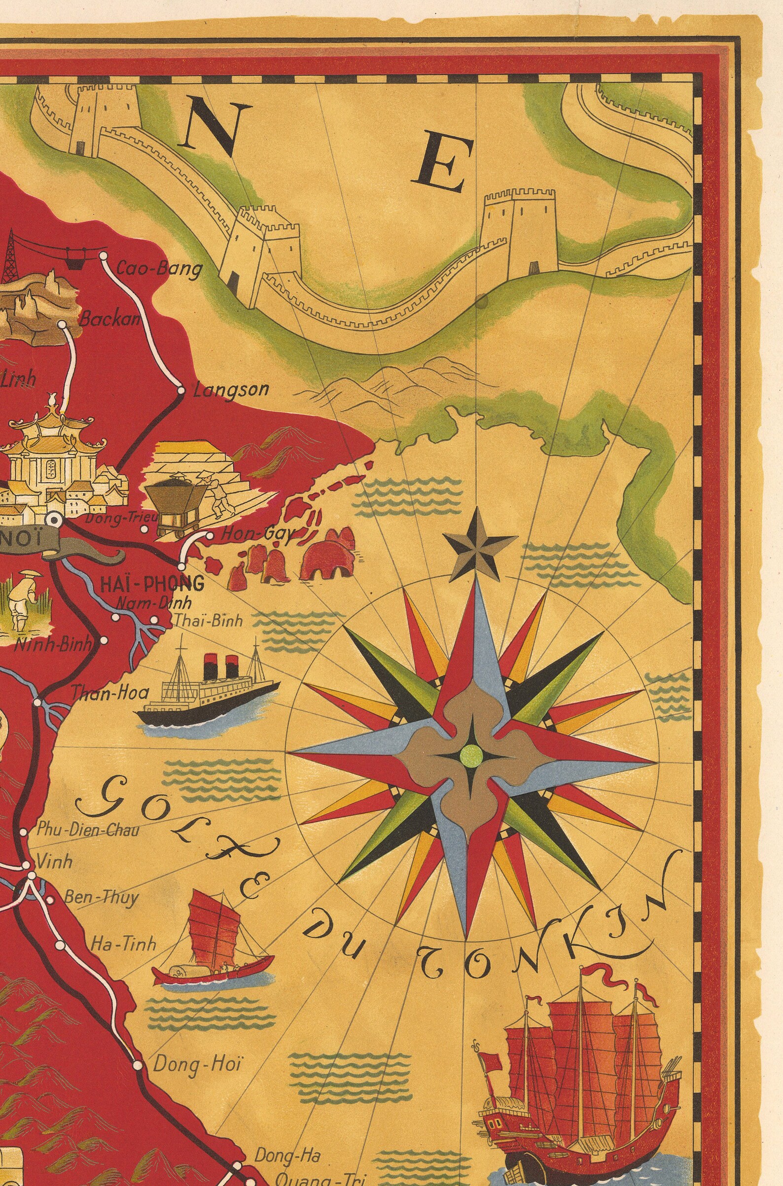 1945 Vintage French Indochina Map Poster Pictorial Map Print - Etsy