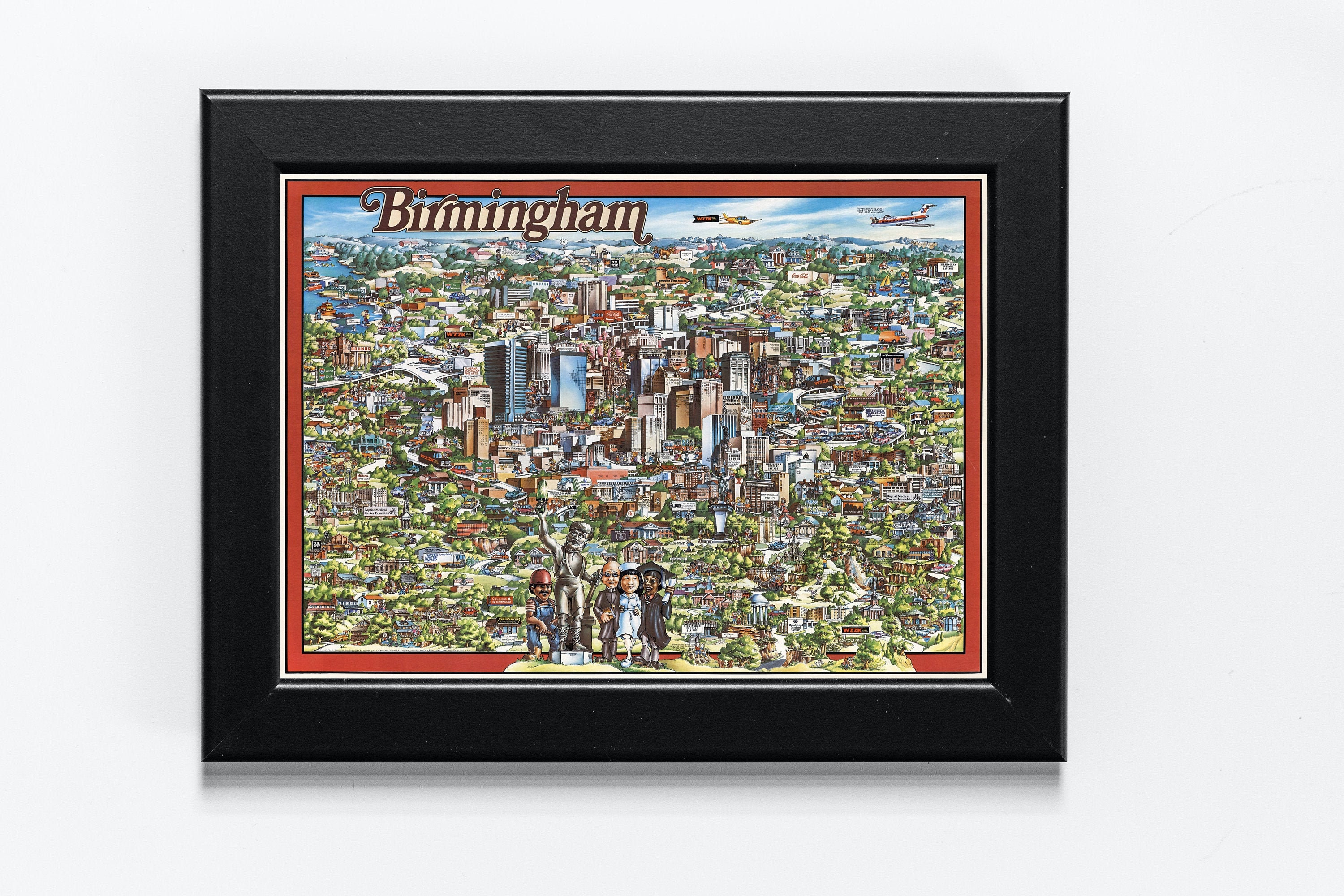 1981 Birmingham Alabama Map Vintage Birmingham Poster Art Alabama ...