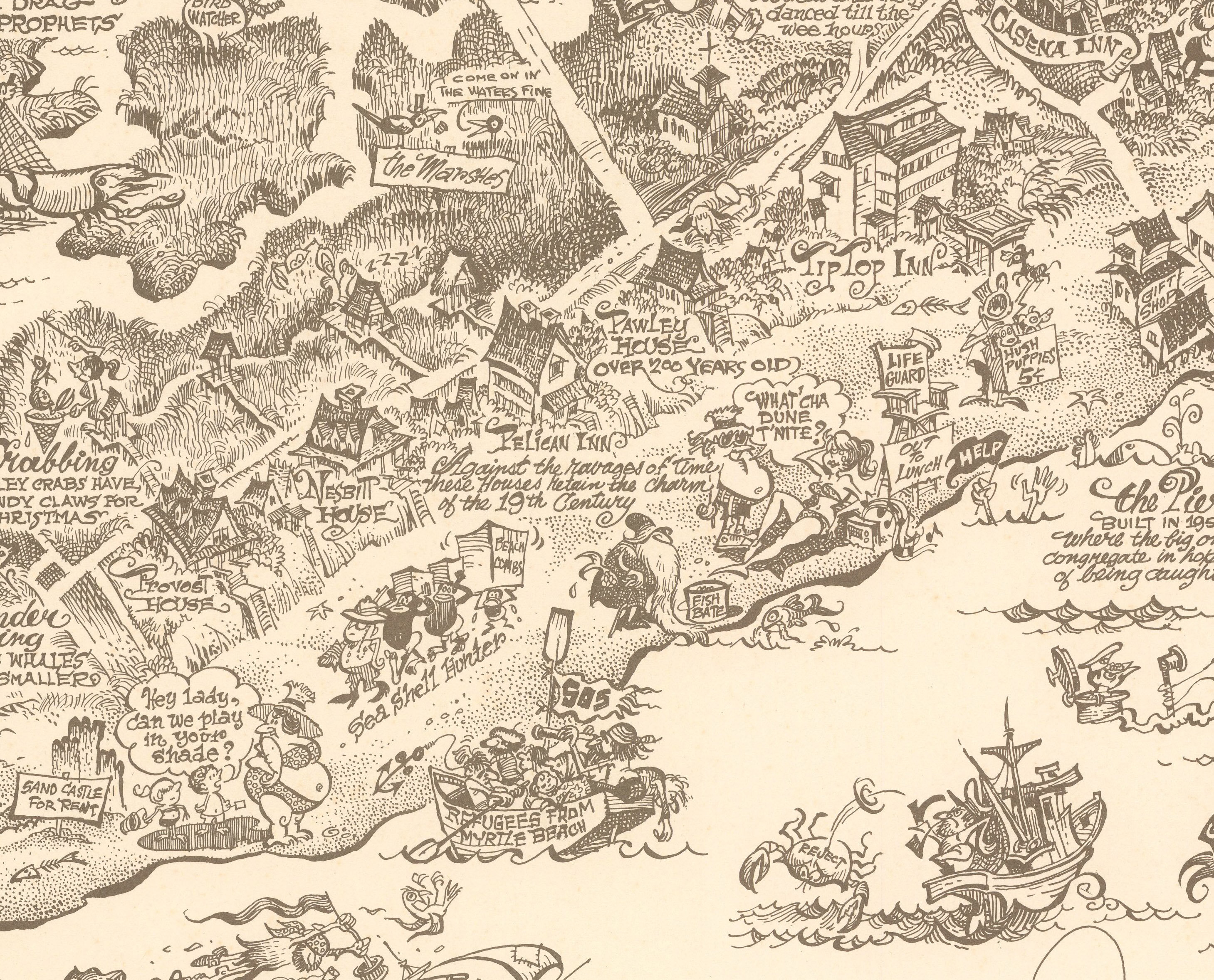 1970 Pawleys Island Map: Vintage South Carolina Pictorial Print - Etsy