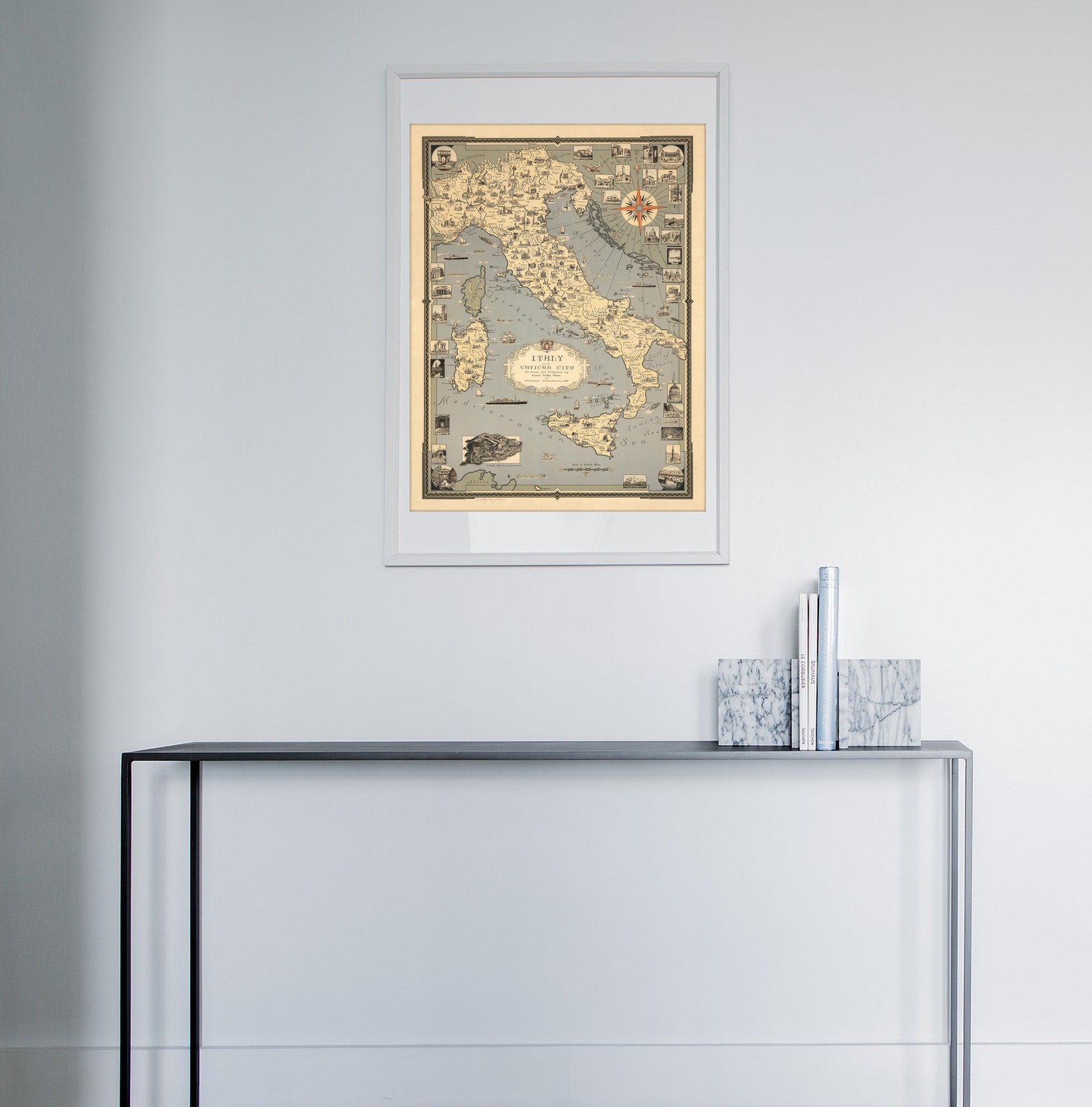 1935 Italy Map Print Vintage Poster Map Italy With Vatican | Etsy