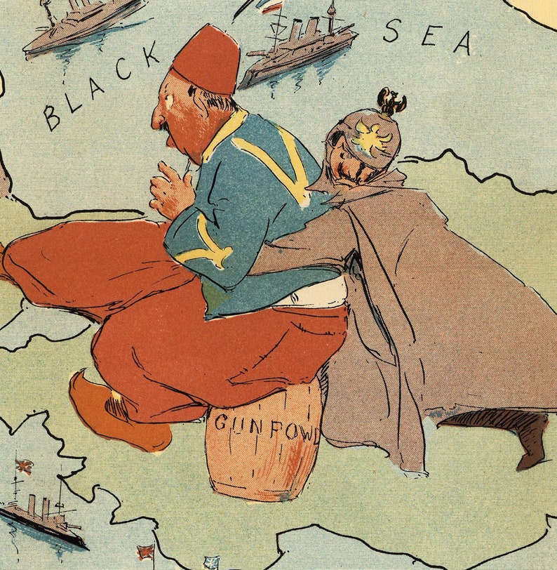 1914 WW1 Map Vintage Pictorial Cartoon Map Europe War - Etsy Ireland