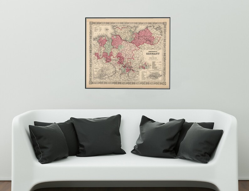 1864 Vintage Germany Map Old Map Print Germany Map Poster - Etsy