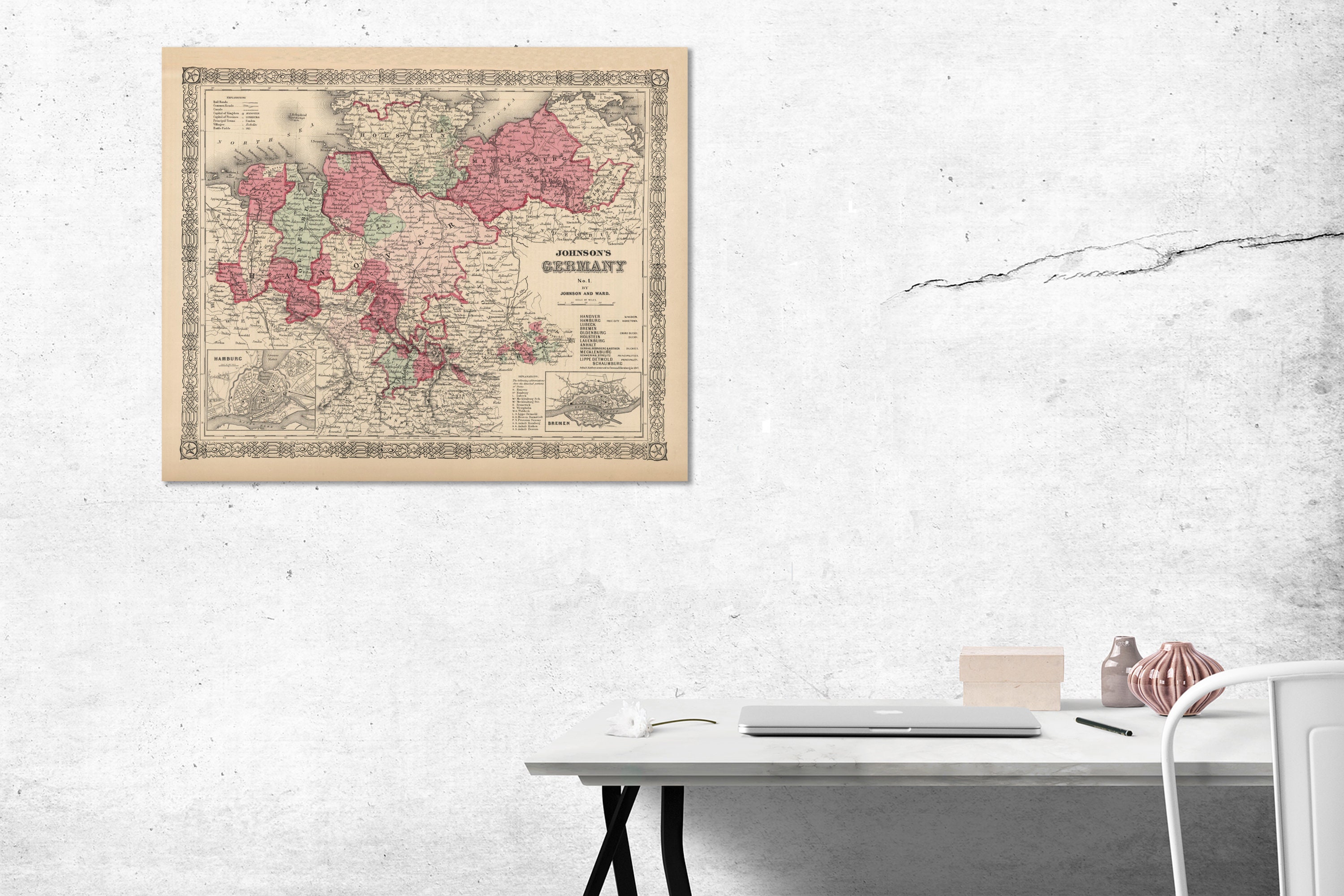 1864 Vintage Germany Map Old Map Print Germany Map Poster - Etsy
