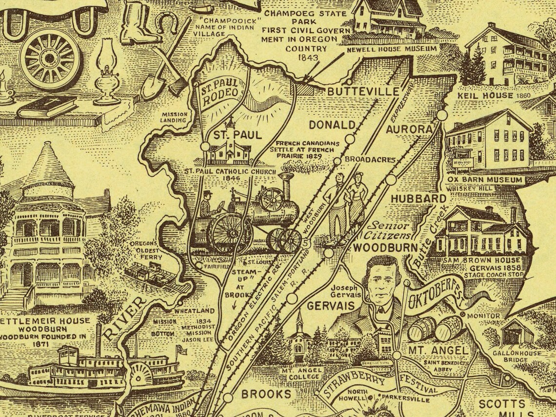 1975 Marion County Map State of Oregon Map Salem Map Print - Etsy