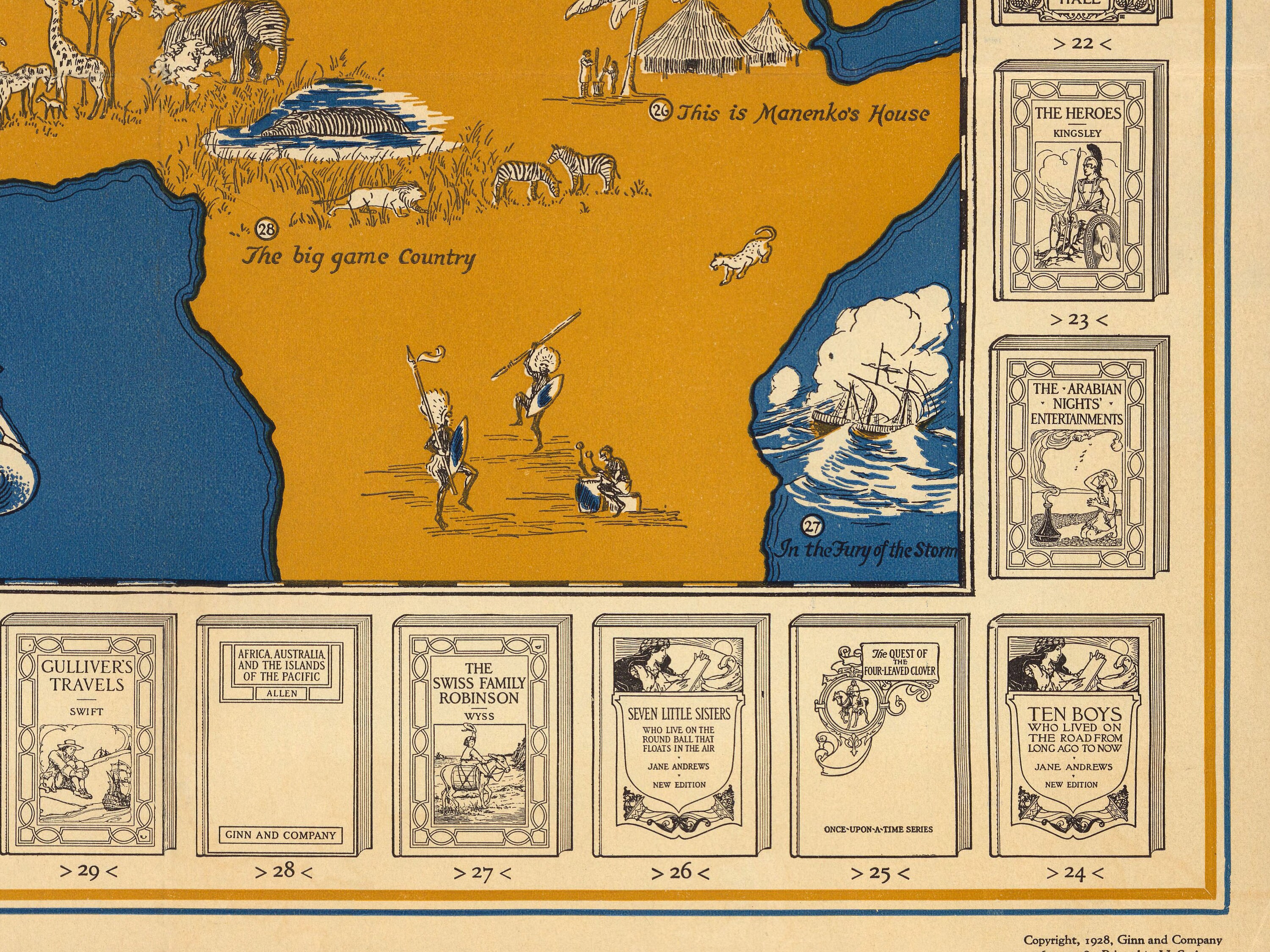 1928 Map of the World of Books - Vintage Old Map Print - Map ...