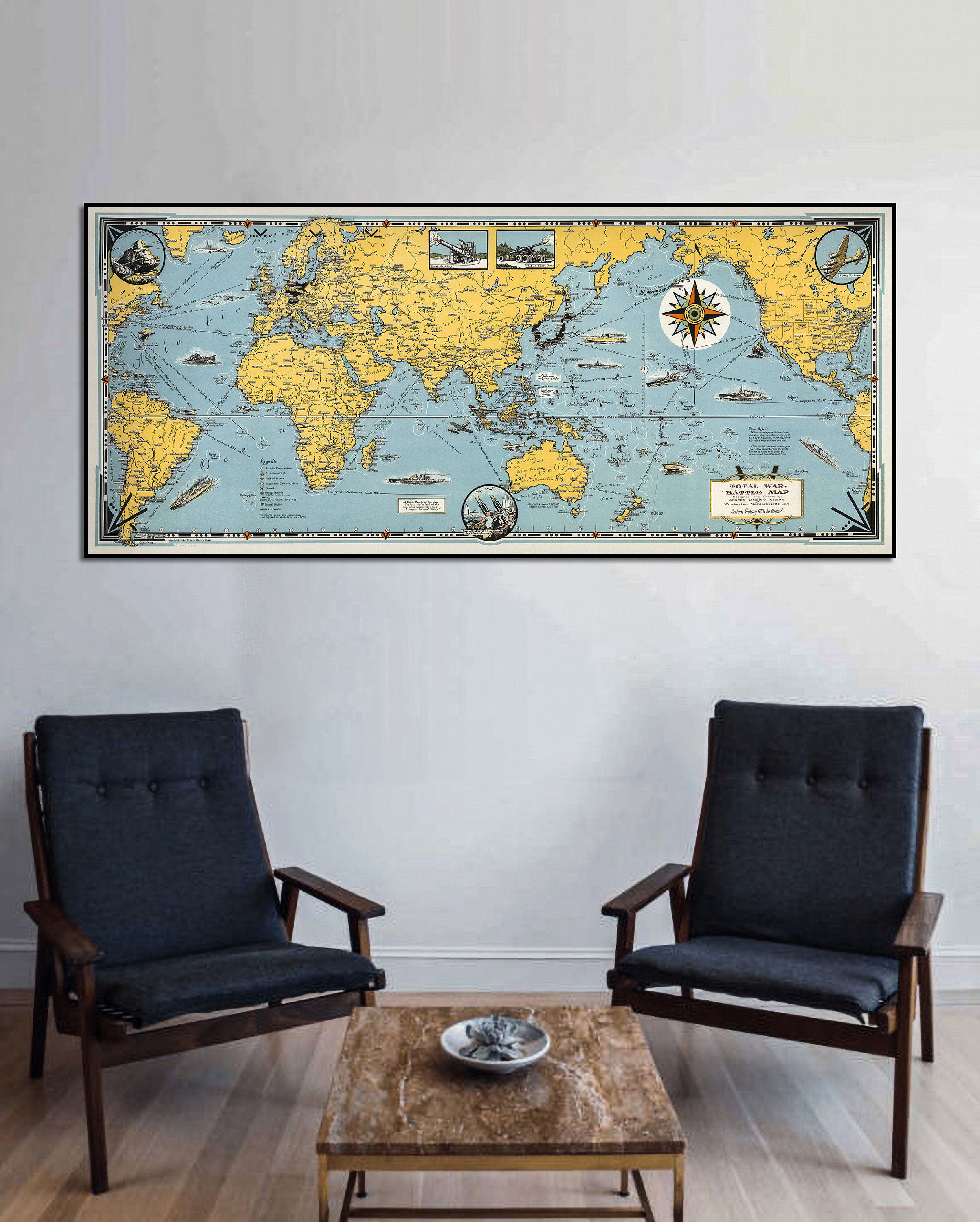 1942 WW2 Map Print: Total War Battle Map Poster Art - Etsy