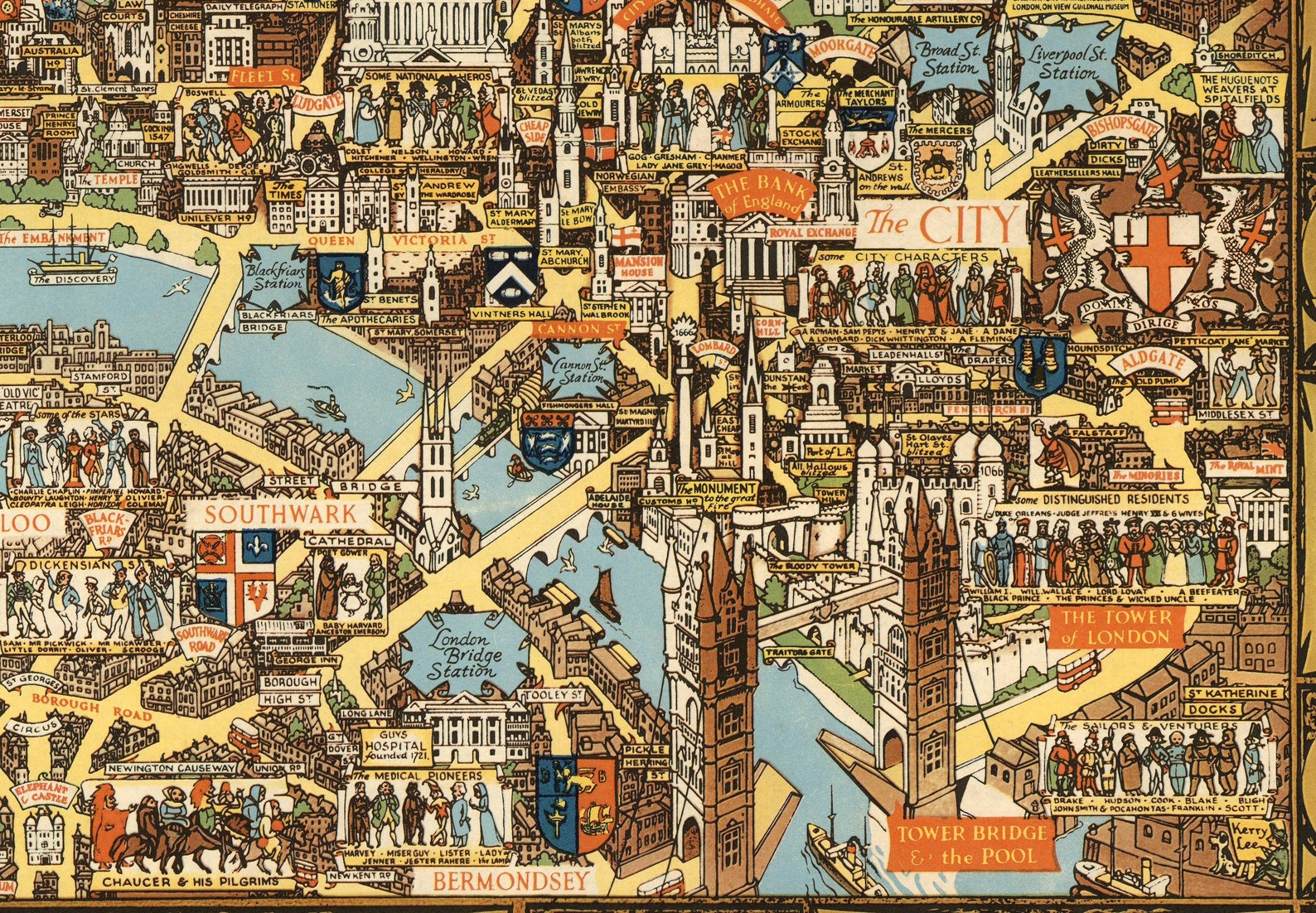 1951 Vintage London Map Poster: Pictorial Map Art Print - Etsy Canada
