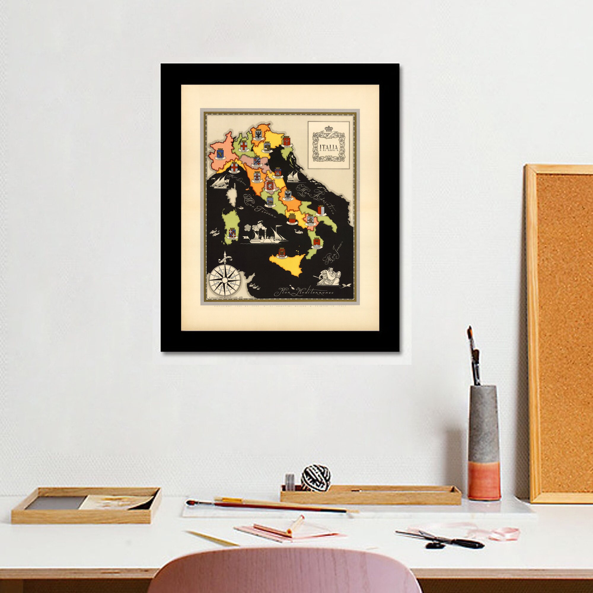 1938 Italy Map Vintage Italy Print Italia Poster Italy Wall Art Travel ...