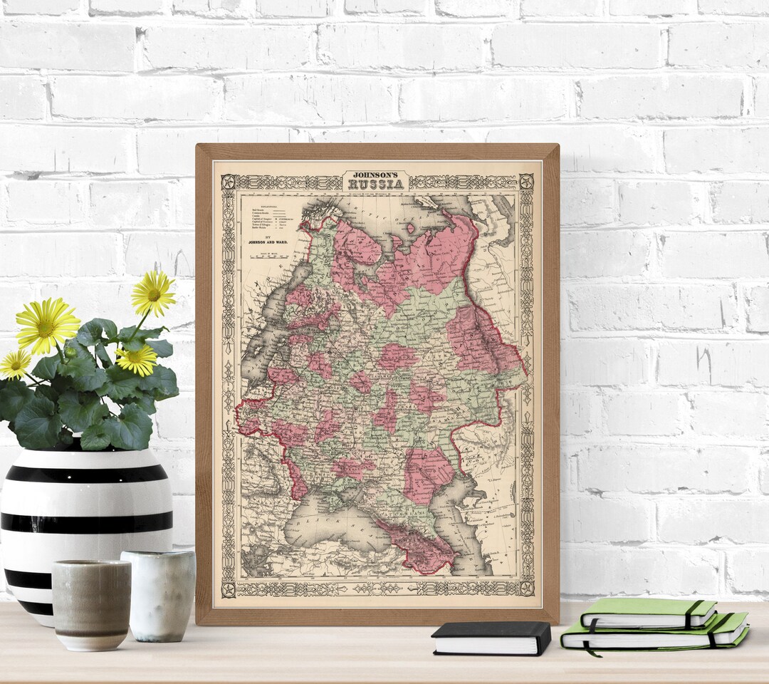 1864 Vintage Russia Map - Old Map Print - Russia Map Poster Print ...