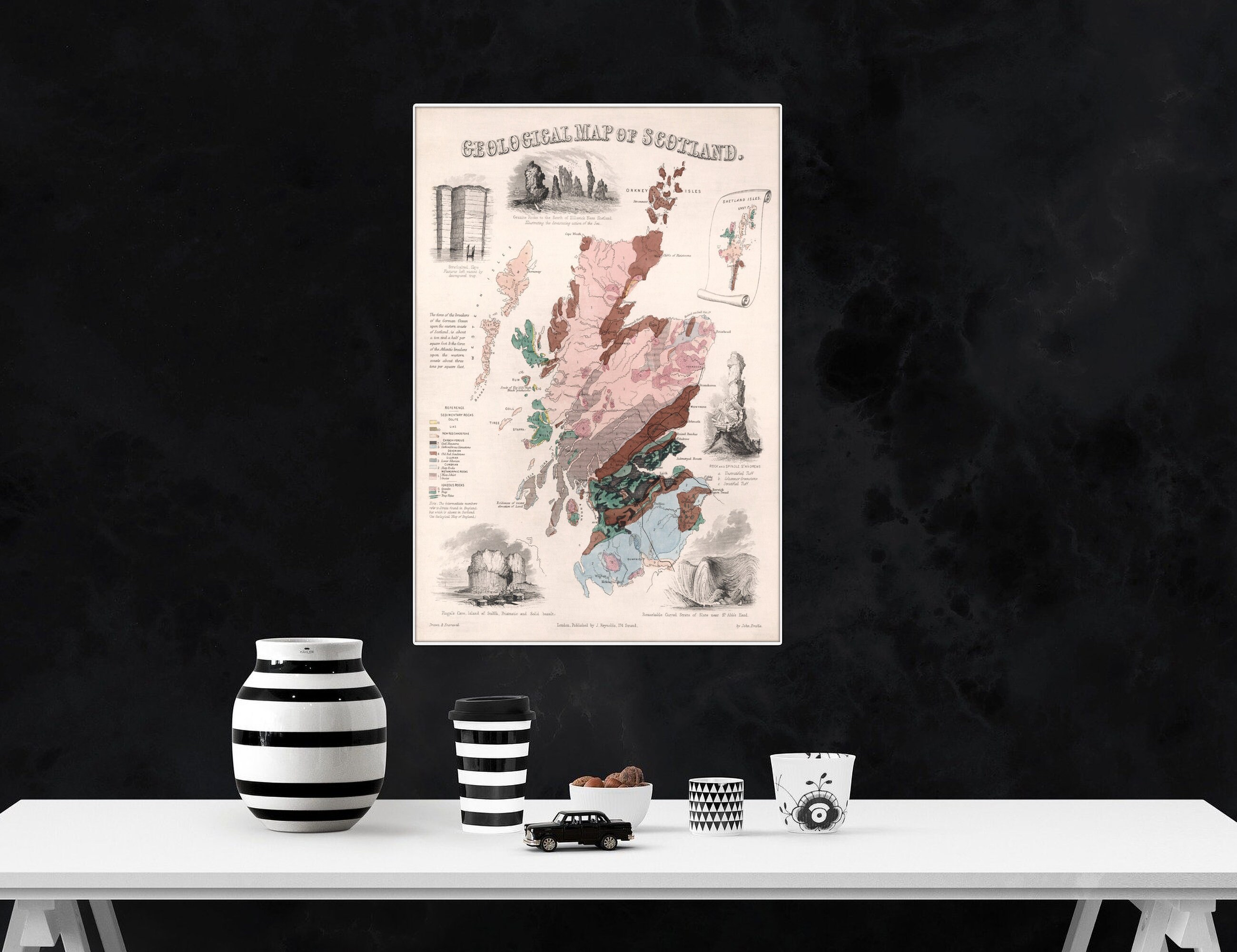 1850 Scotland Map Vintage Geological Map of Scotland Scotland Poster ...