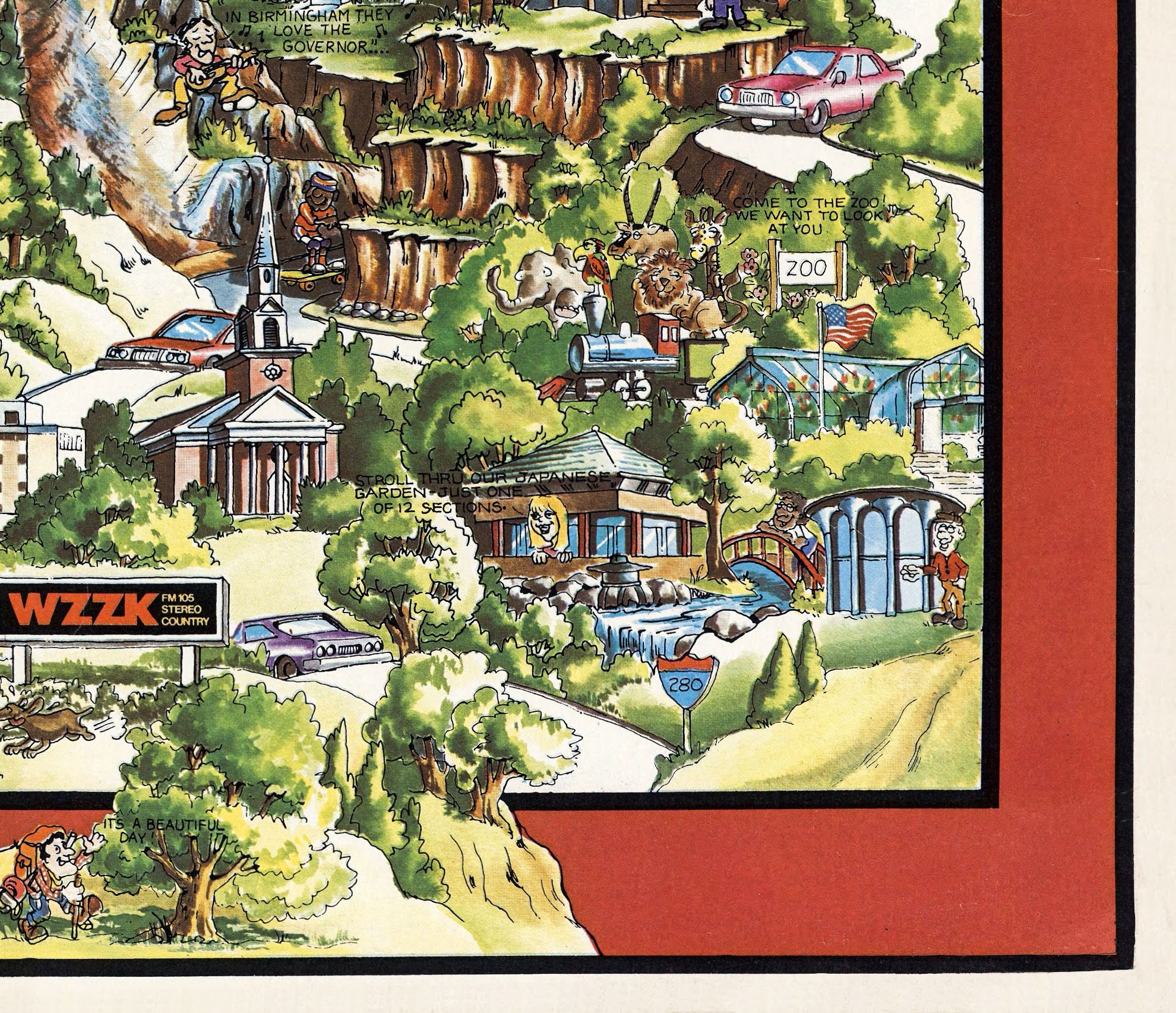 1981 Birmingham Alabama Map Vintage Birmingham Poster Art Alabama ...