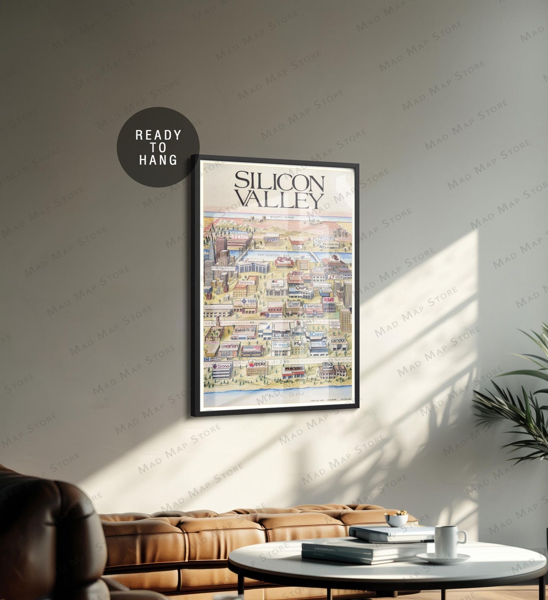 1986 Silicon Valley Pictorial Map Poster: Framed Canvas Art - Etsy