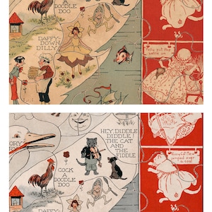 1930 Mother Goose Land Map - Mother Goose Print - Puzzle Map Poster ...