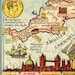 1936 Story Map of England Puzzle Version Vintage Wall Map Poster ...