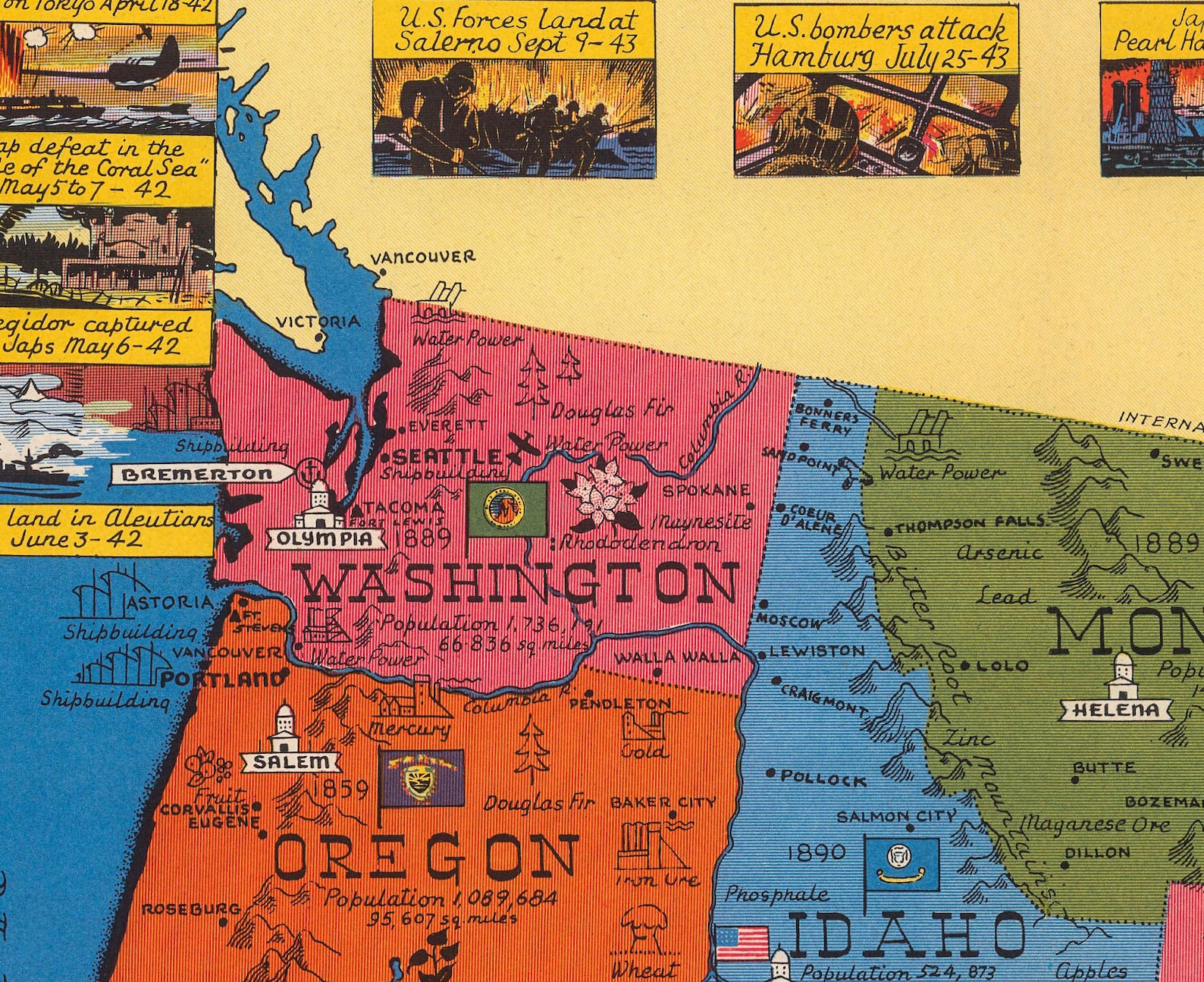 1943 USA WW2 War Map Print: Vintage US Army & Navy Wall Art - Etsy