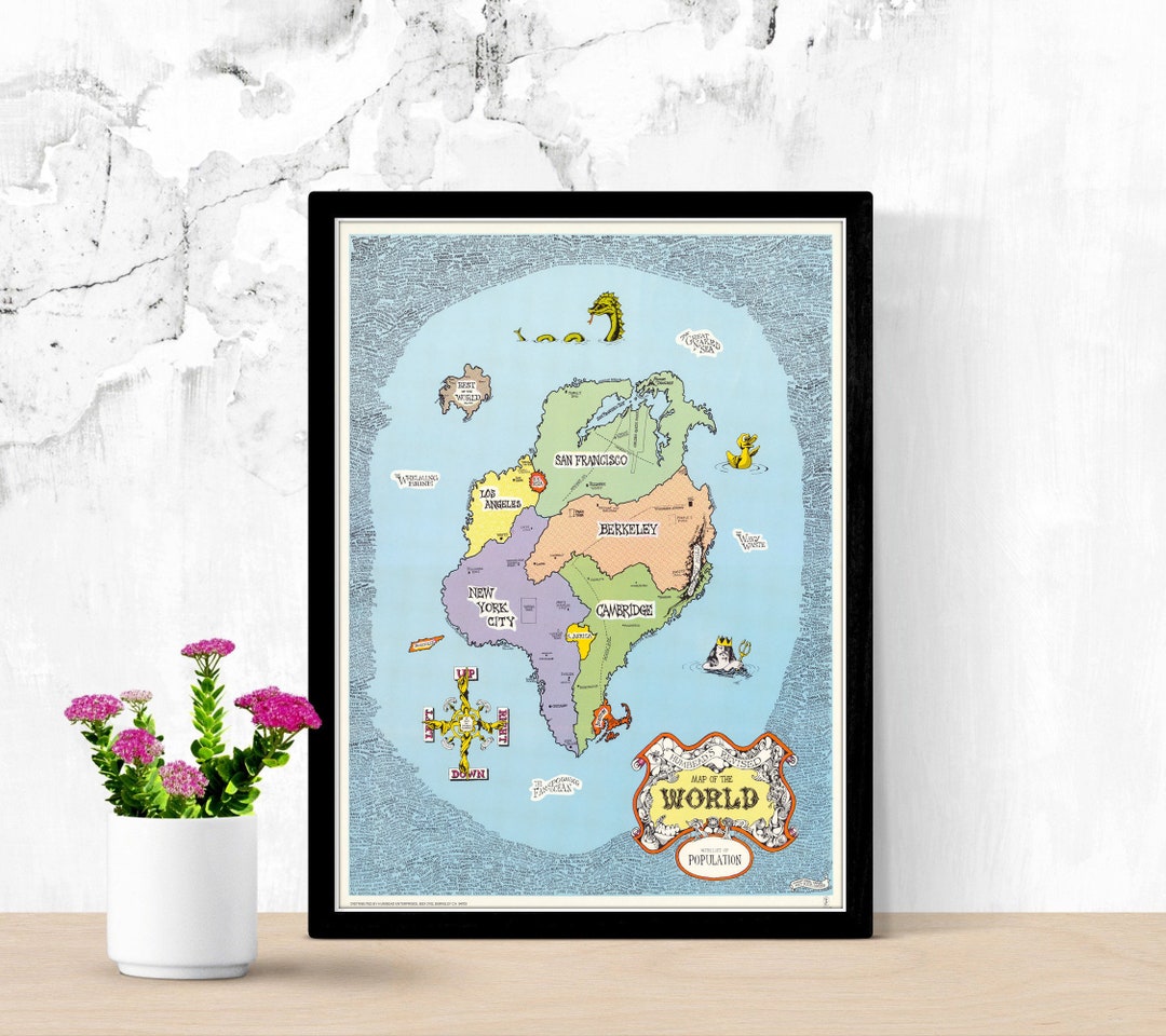 1969 Imaginary World Map - Vintage Hippie Counterculture Poster Art ...