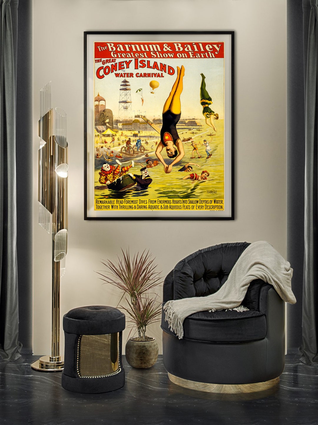 Barnum & Bailey Circus Poster: Coney Island Water Carnival Art Print - Etsy