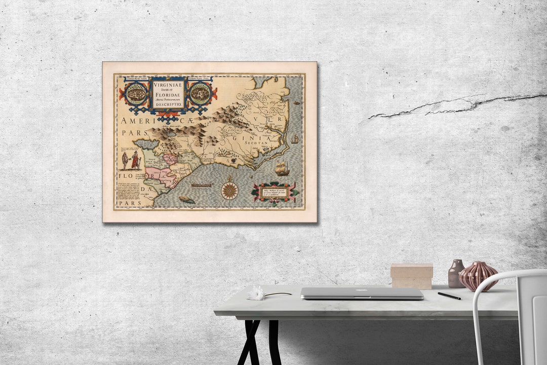 Southeast US Map Print: Vintage Mercator's Map of Virginia, Florida ...