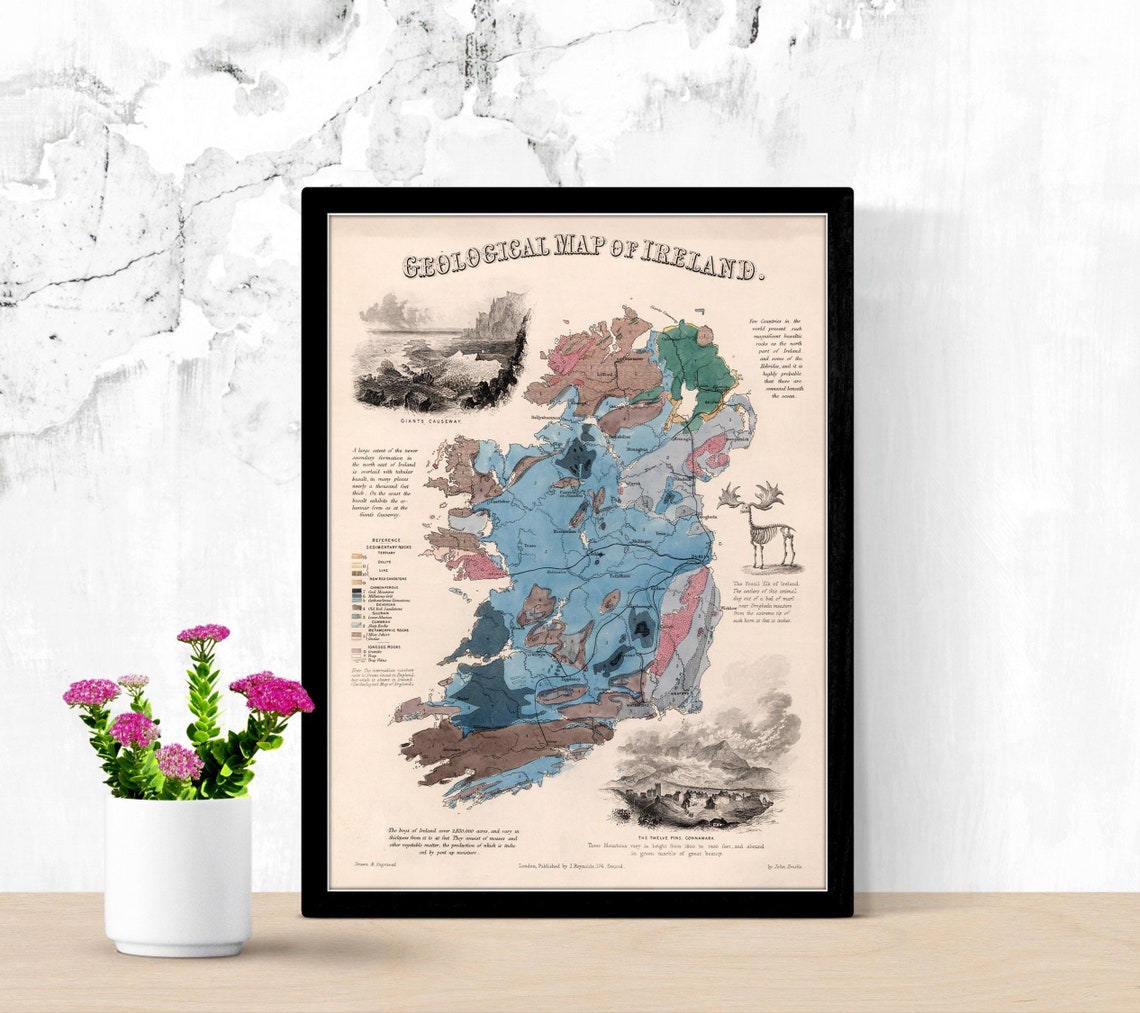 1850 Ireland Map Vintage Geological Map of Ireland Ireland - Etsy