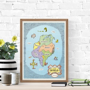 1969 Imaginary World Map - Vintage Hippie Counterculture Poster Art ...