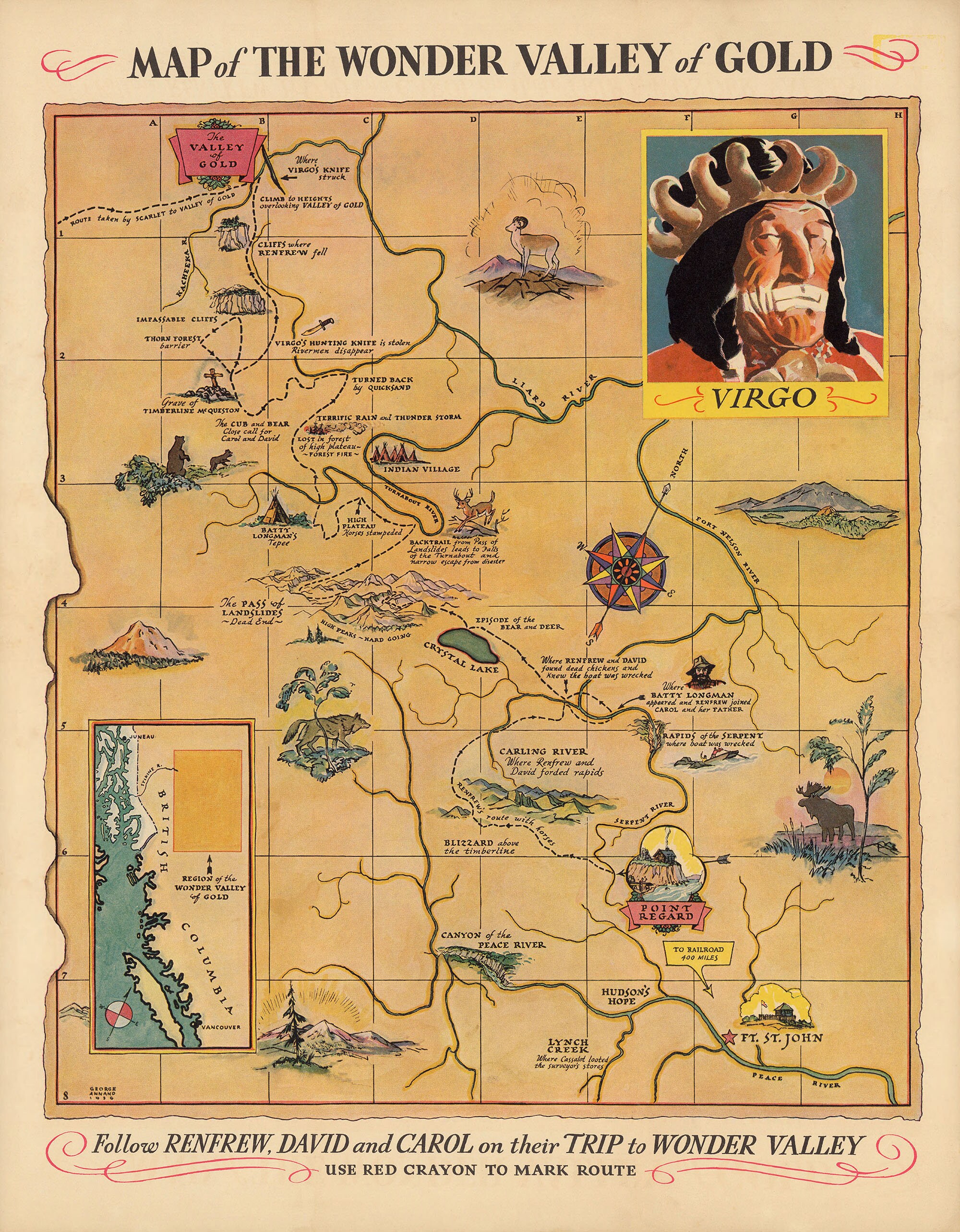 1936 Wonder Valley of Gold Map Vintage Treasure Map Poster - Etsy