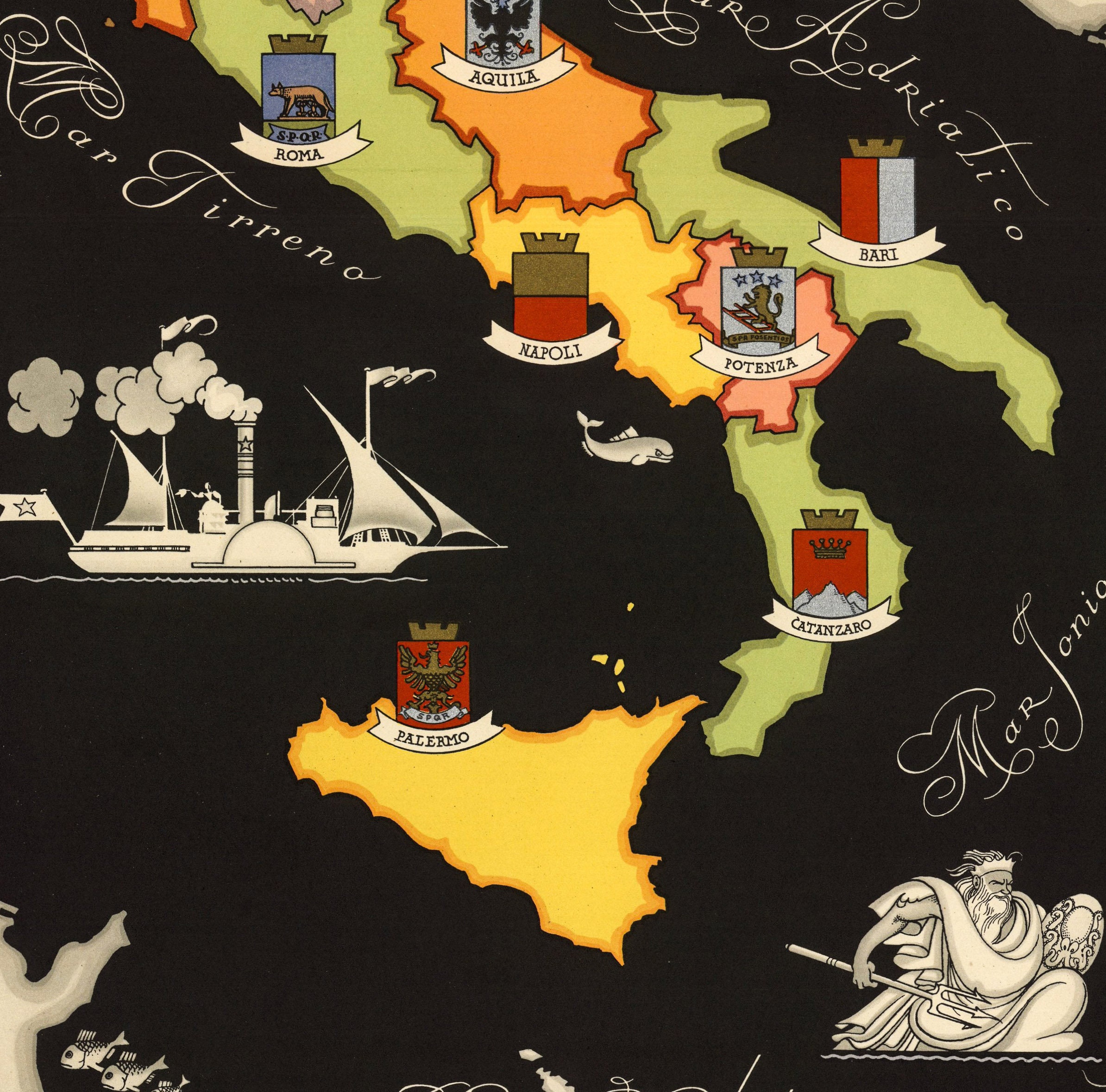 1938 Italy Map Vintage Italy Print Italia Poster Italy Wall Art Travel ...