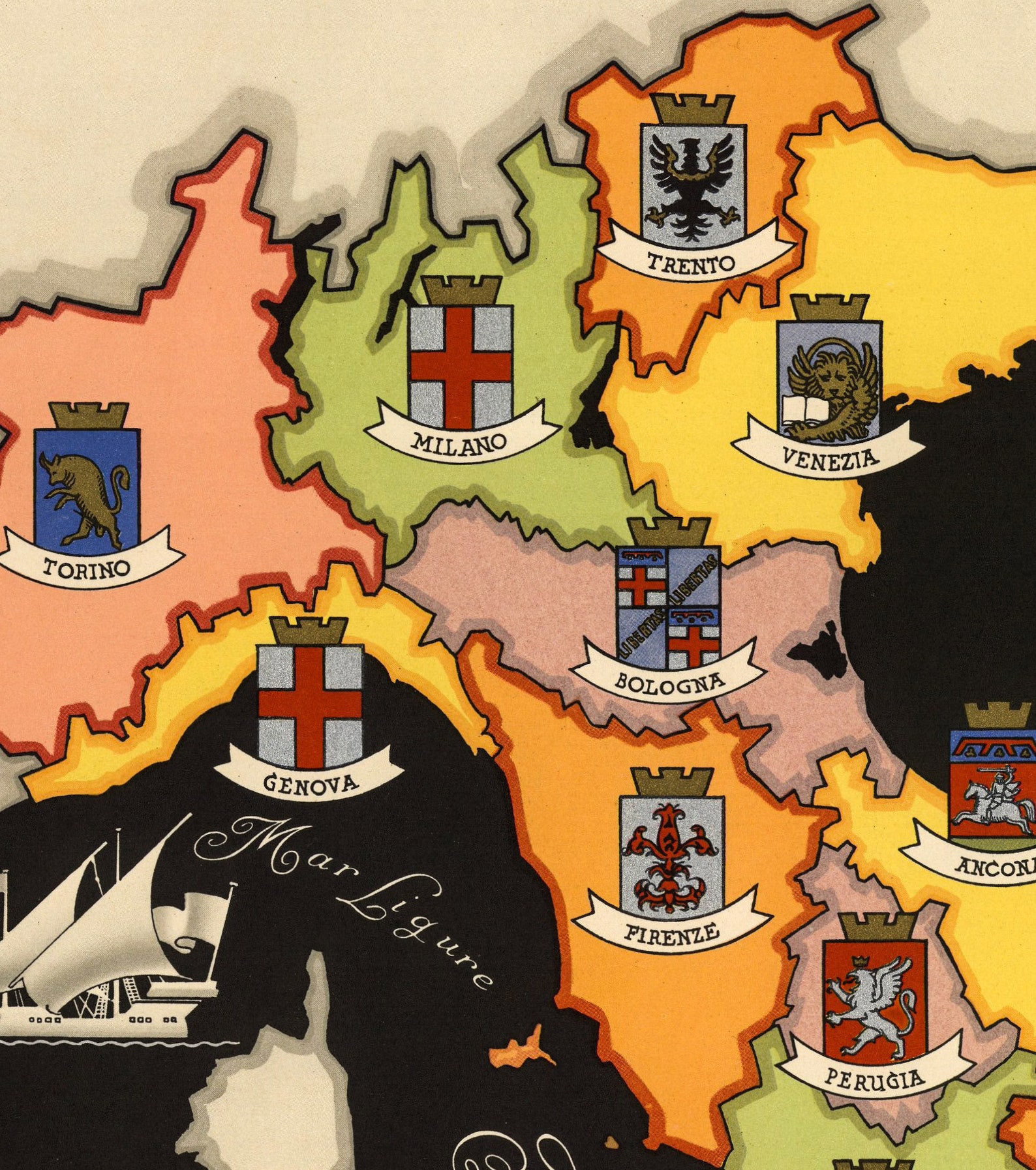 1938 Italy Map Vintage Italy Print Italia Poster Italy Wall Art Travel ...