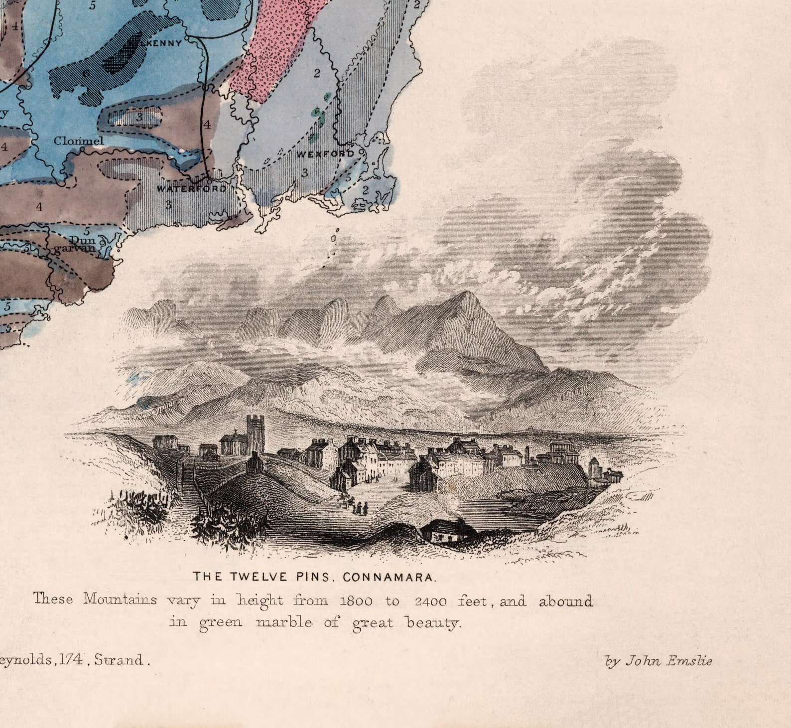 1850 Ireland Map Vintage Geological Map of Ireland Ireland Poster Map ...