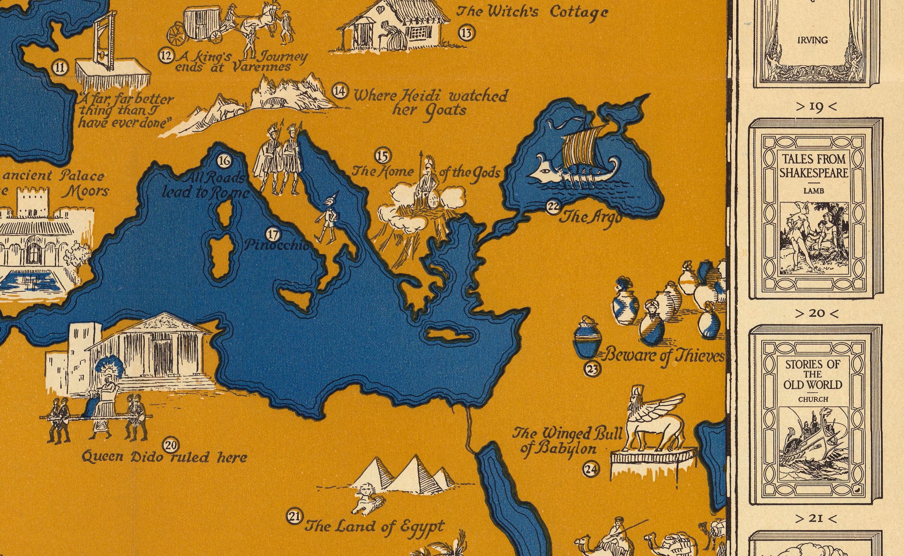 1928 Map of the World of Books - Vintage Old Map Print - Map ...