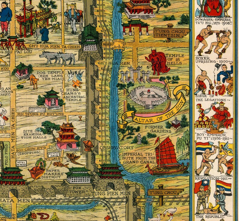 1936 Beijing Map History Map of Beijing Peiping Map - Etsy