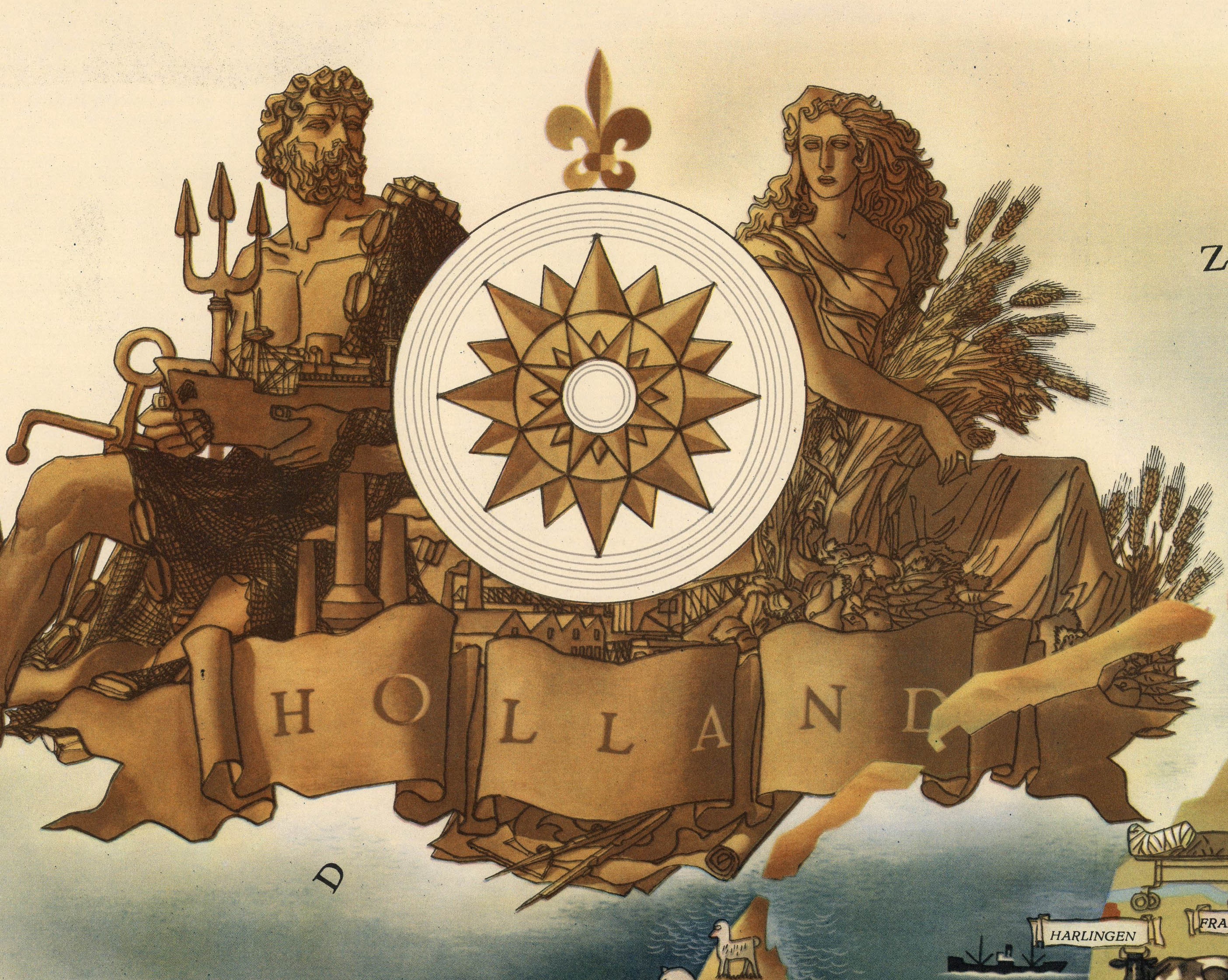 1960 Holland Map Vintage Pictorial Map Holland Print Holland Poster ...