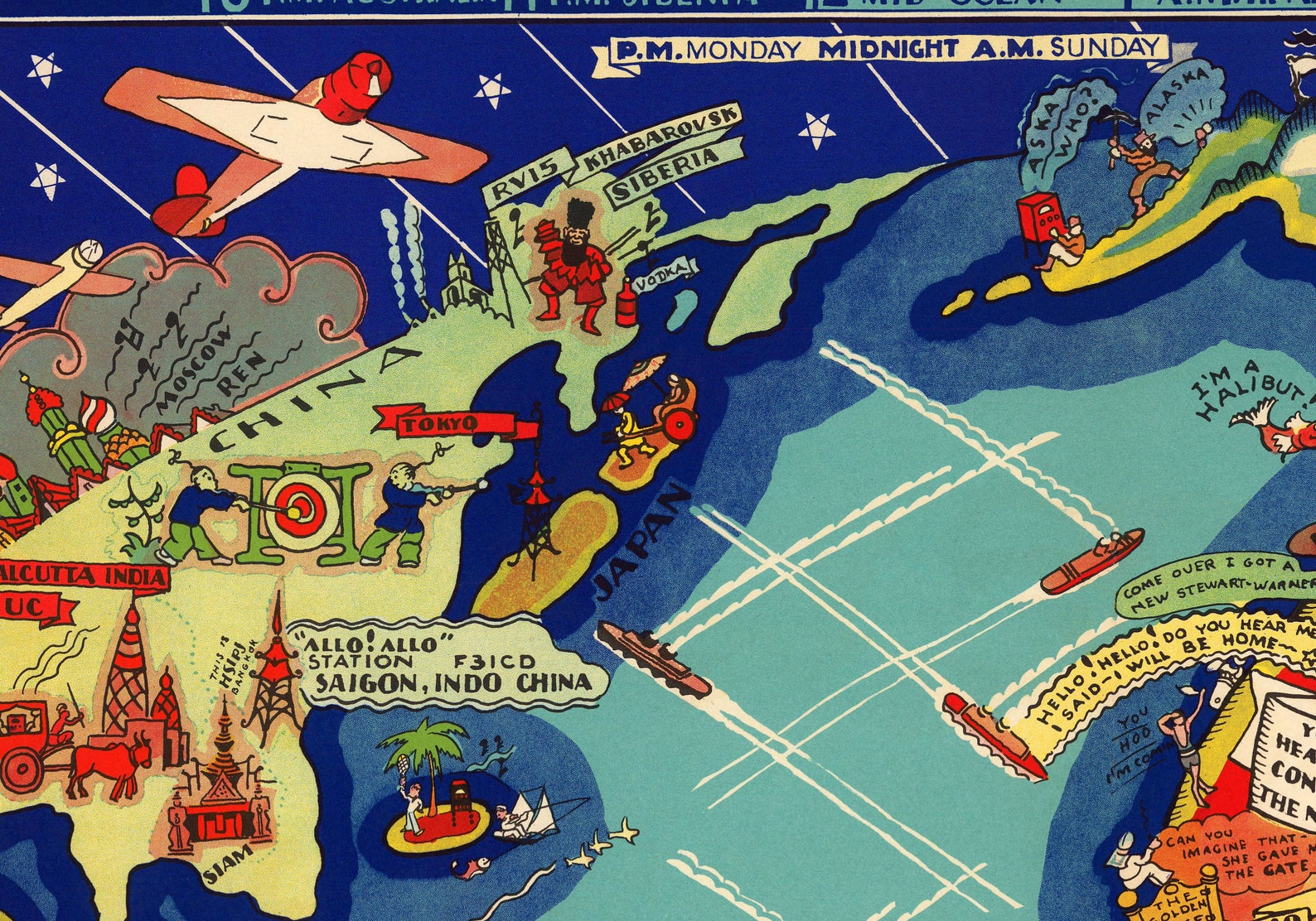 1932 World Wide Radio Map Vintage World Map Poster Print - Etsy