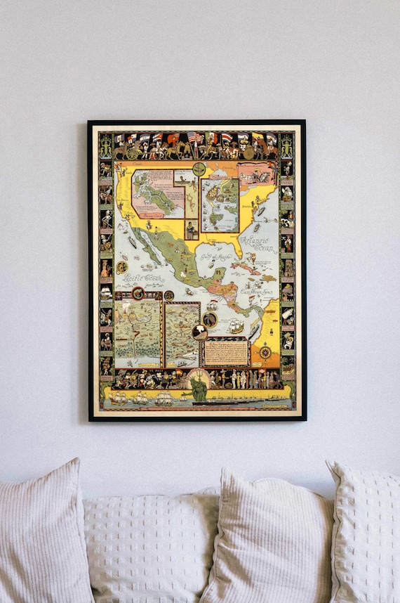 1933 South America Map Jo Mora Map Print South America - Etsy