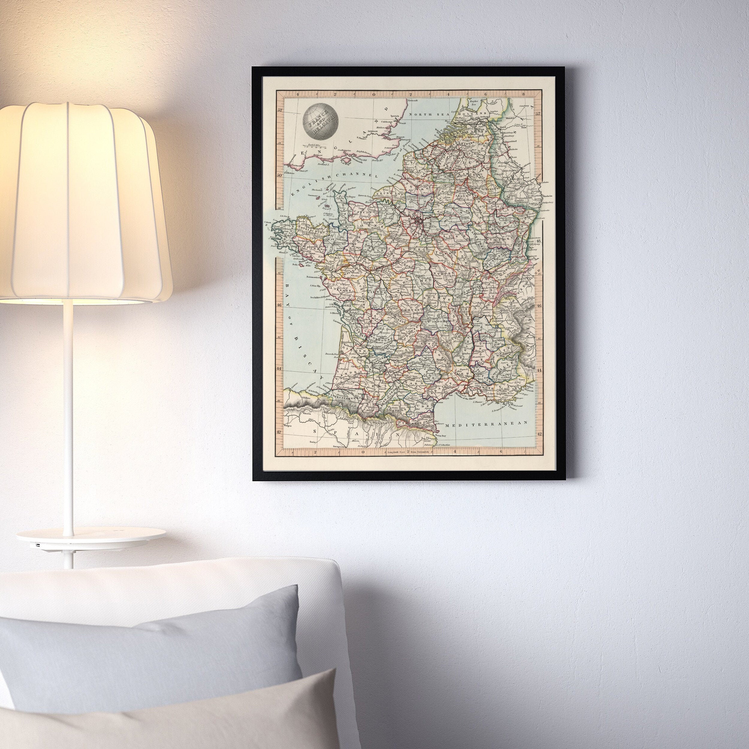 1850 Vintage France / Belgium Map Old Map Print Wall Decor - Etsy